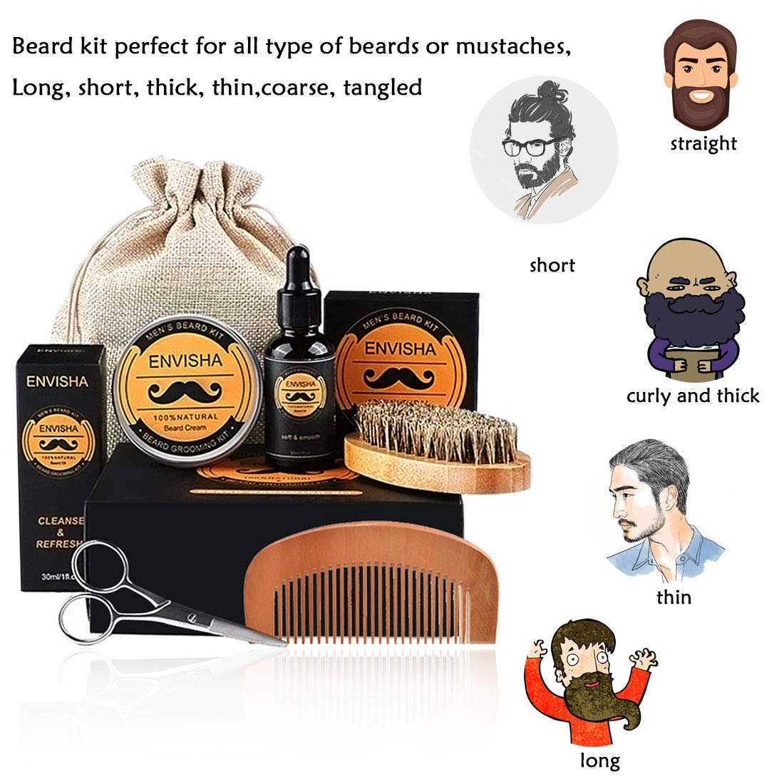 Beard Growing Kit Beard Kit for Men Birthday Father's Day Gifts for Men,Beard Grooming Kit,Beard Oil,Beard Balm,Beard Brush,Beard Comb,Beard Scissors,Storage Bag,Beard Growth Care Gifts for Men
