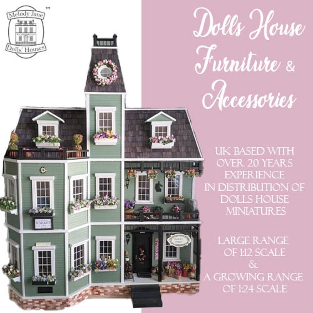 Melody Jane Dolls Houses Dollhouse Mahogany Victorian Bedroom Furniture Set with Canopy 4 Poster Bed