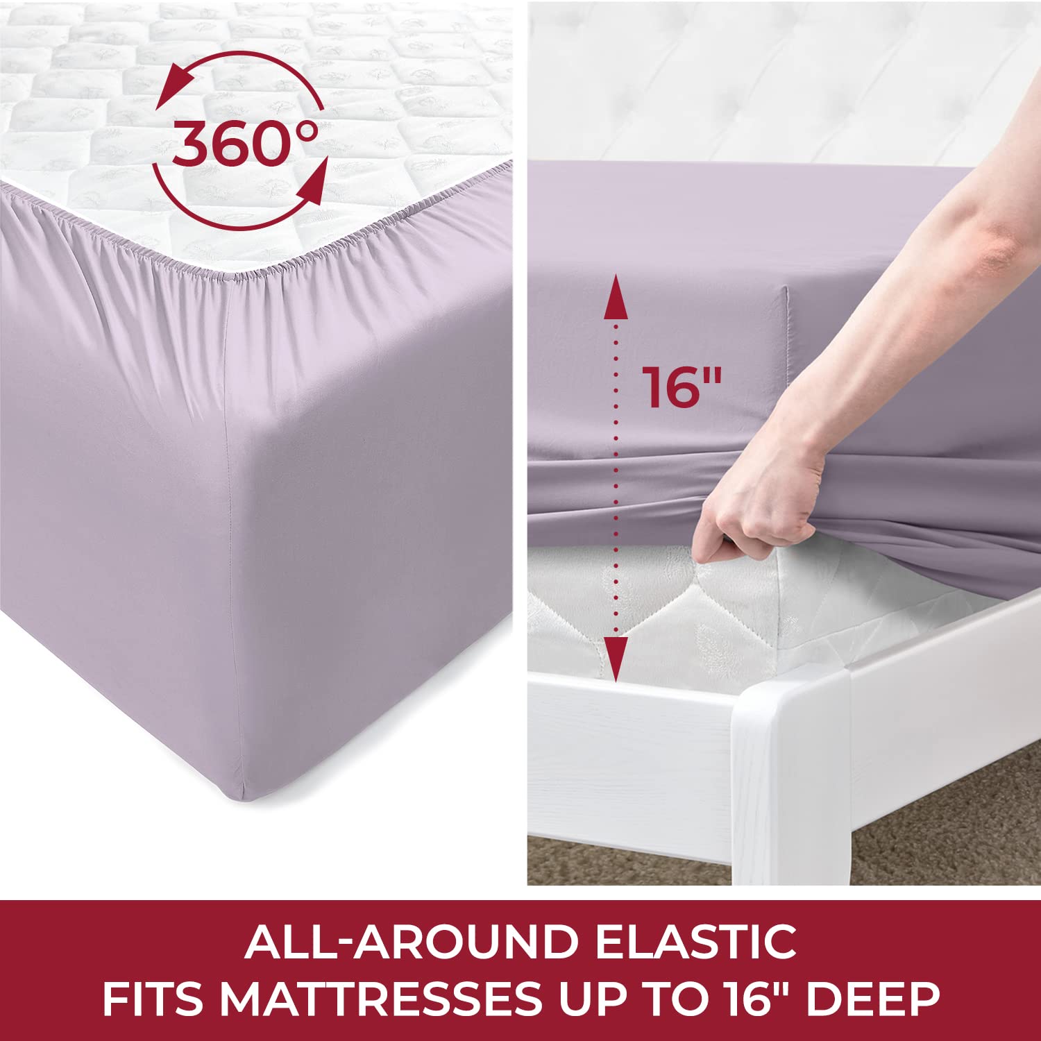 Mellanni King Bed Sheet Set + Duvet Cover Set Bundle&Save - Hotel Luxury Bedding - Bundle Includes: 4pcs Bed Sheet Set and 5pcs Duvet Cover Set (King, Lavender/White)