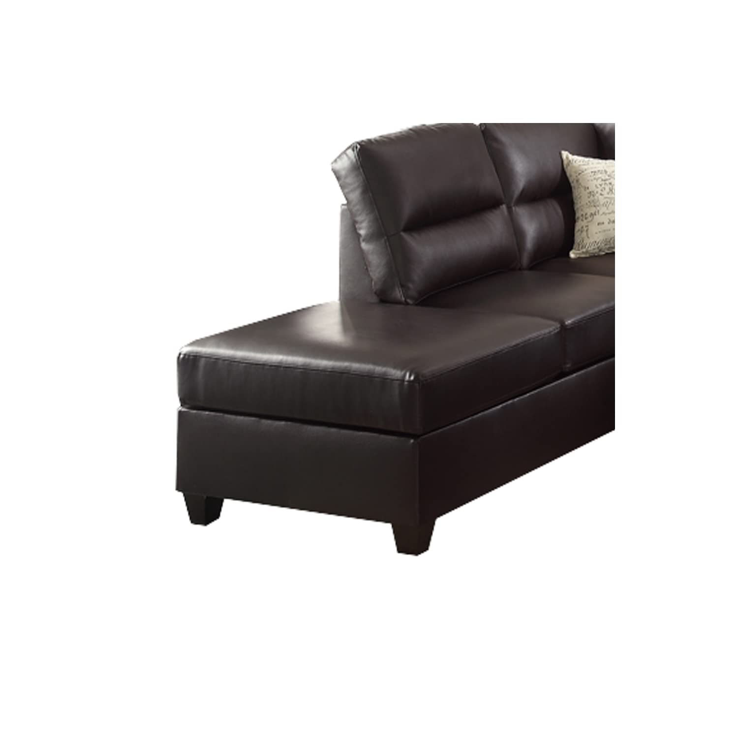 Benjara Bonded Leather Sectional Sofa With Ottoman, Brown/Espresso