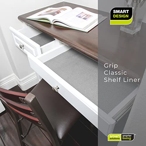 Smart Design Classic Grip Shelf Liner For Home Organization- Non Adhesive/Slip, Easy Clean - Perfect for Desk, Shelves, Kitchen, Bathroom, Cabinet Protection -Graphite Gray