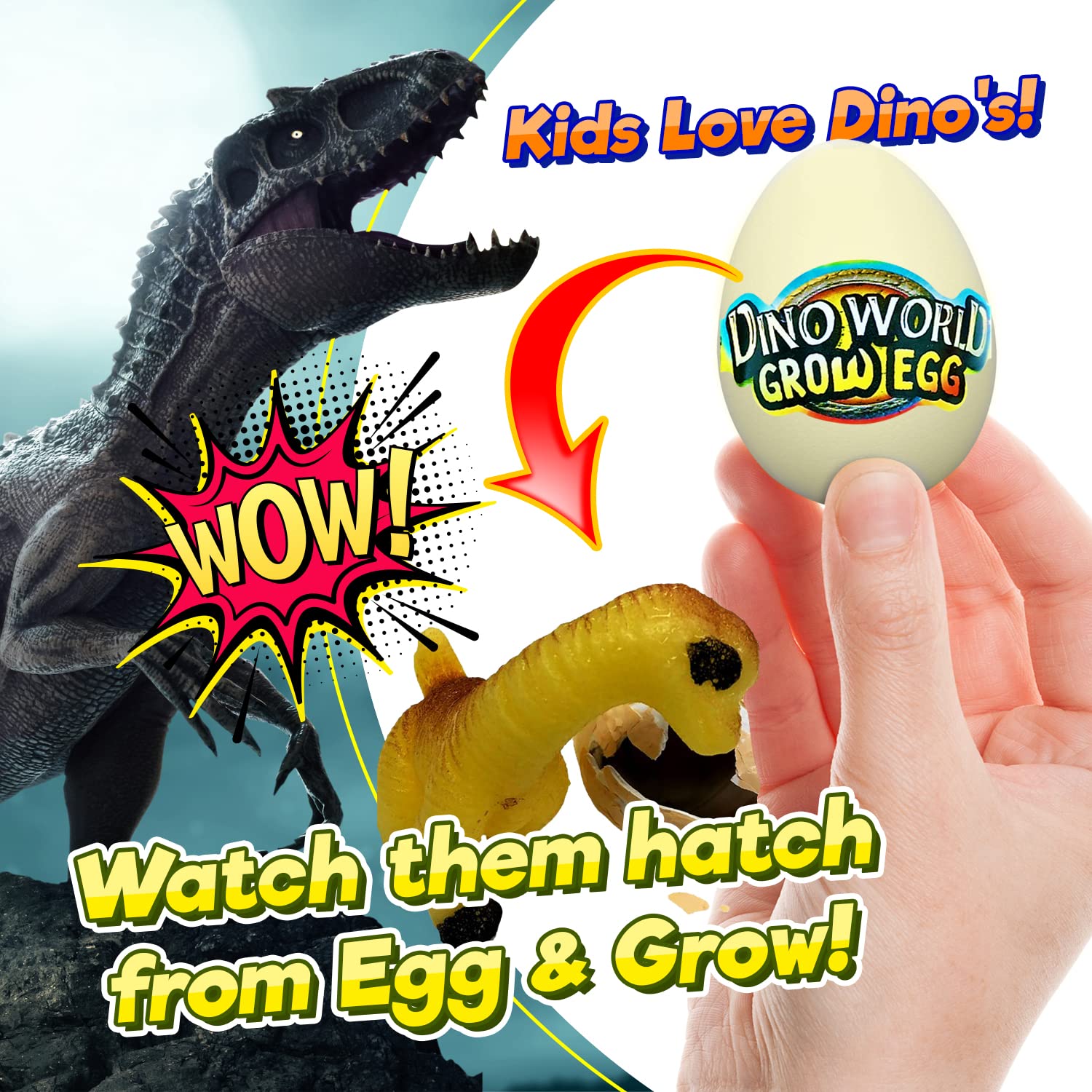 JA-RU Dinosaur Egg Growing Toys (1 Egg Assorted) Magic Surprise Hatching & Grow in Water Animals for Kids. Prefilled Toys. Bulk Jurassic Party Favors Easter Basket Fillers. 1745-1A