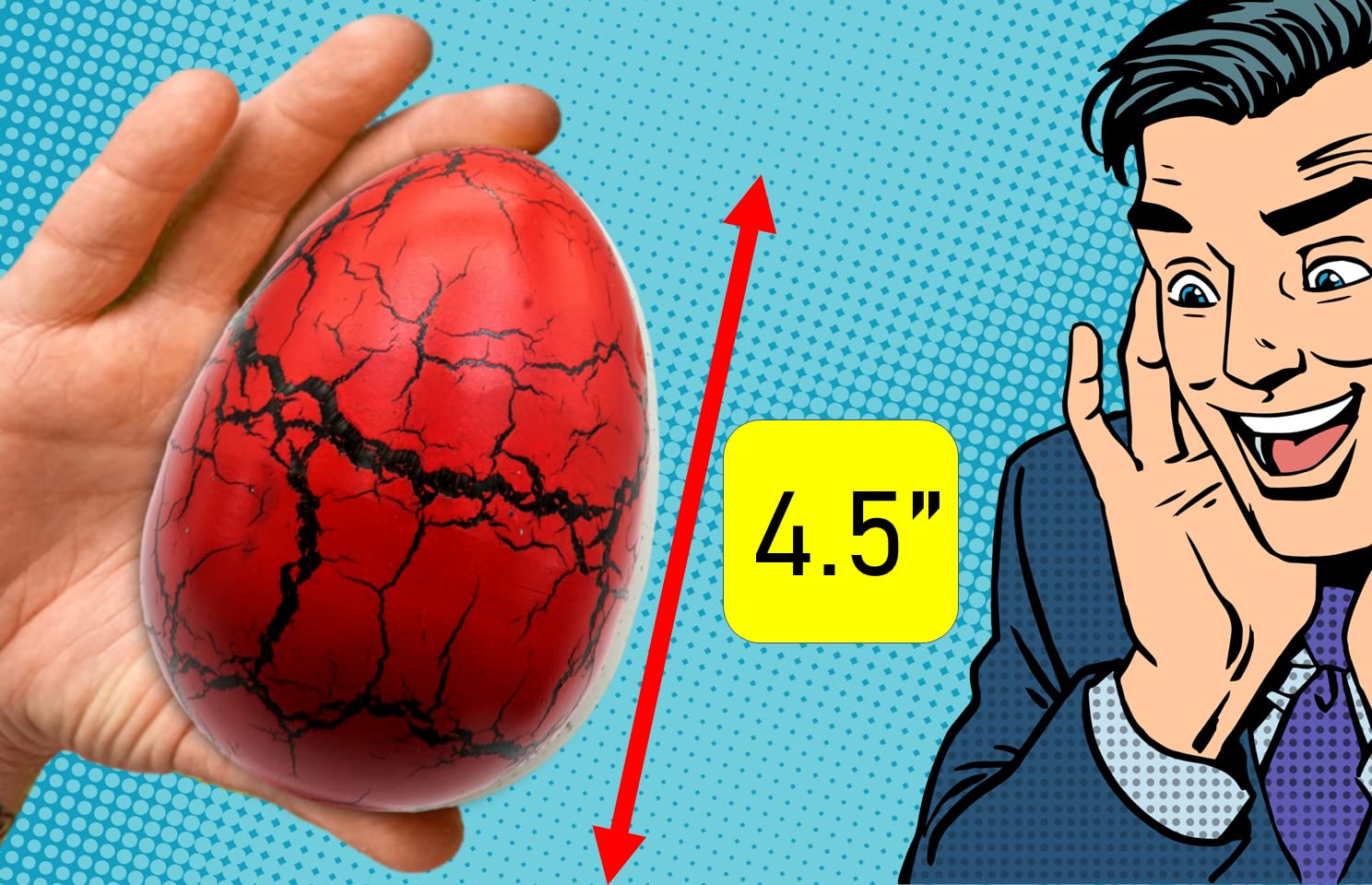 JA-RU Giant Hatching & Growing Dragon Eggs (1 Egg Assorted) Mystery Surprise Dinosaur Toys for Kids. Water Growing Toys. Easter Basket Birthday Party Stocking Stuffer. 4604-1A
