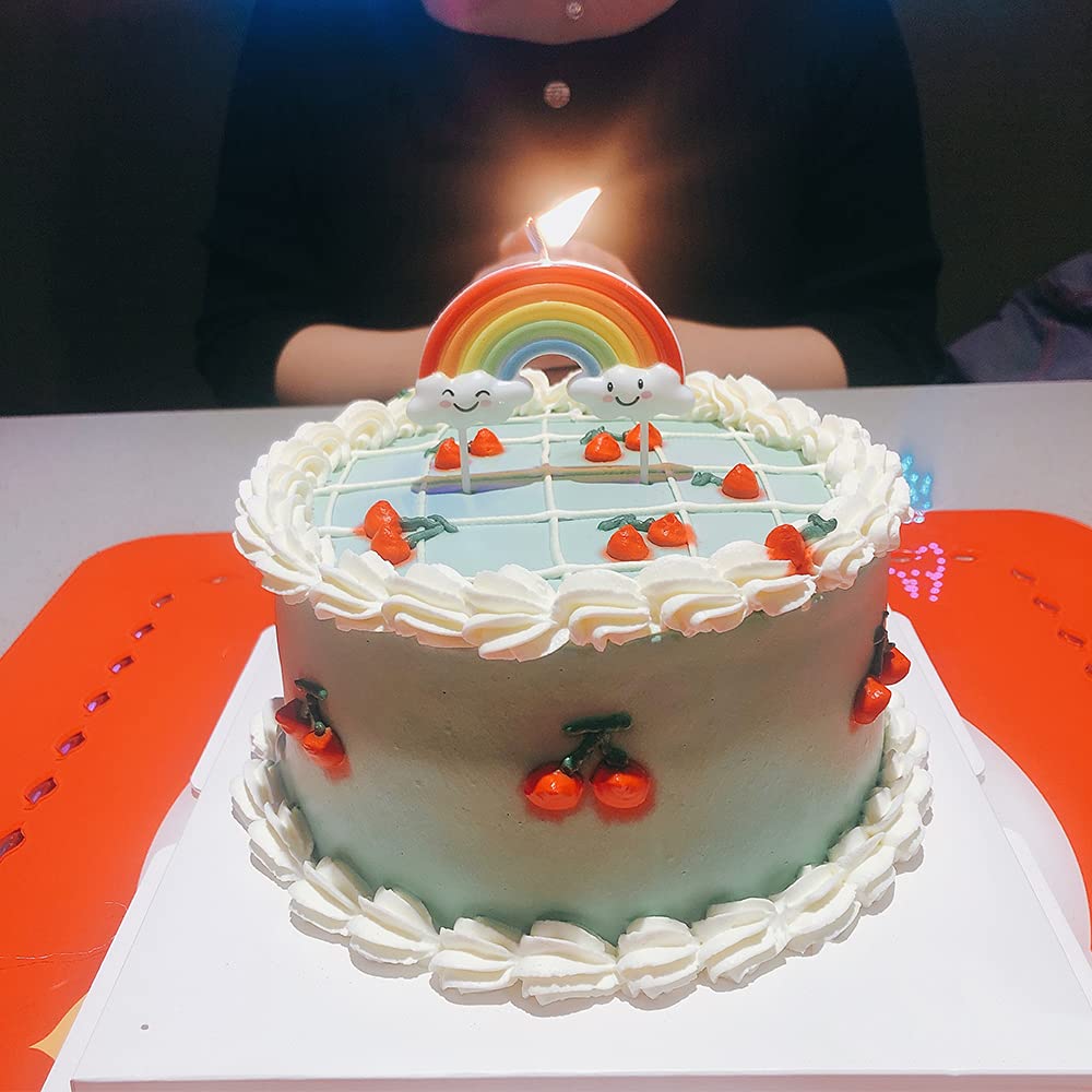 Cute Birthday Candle, Rainbow Cake Topper Cake Decoration Candle