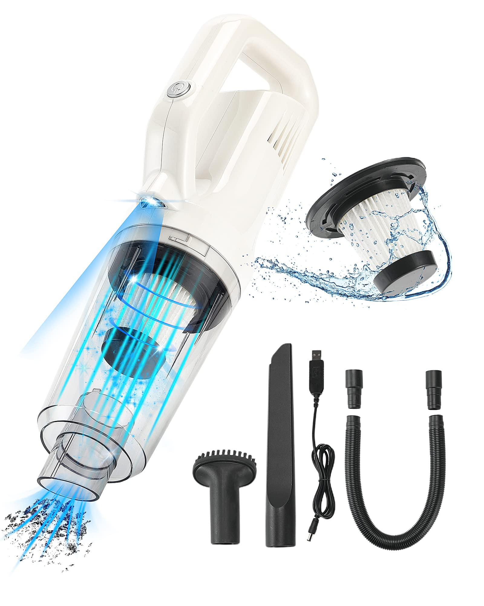 Handheld Vacuum Cordless,9000pa High Power Lightweight Hand Vacuum Dust Busters Rechargeable Portable Mini Car Vacuum Cleaner with LED Light for Pet Hair, Dustbuster Vacuuming Cordless Wet Dry Vacuums