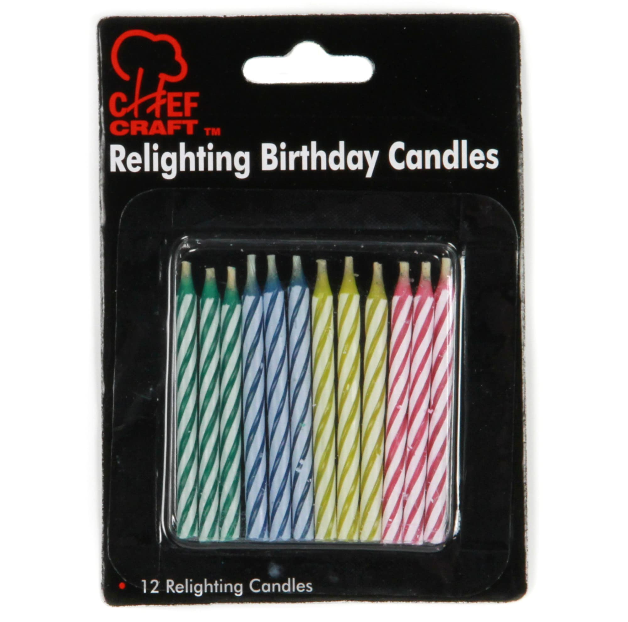 Chef Craft Classic Trick Candles, 2.5 inches in Height 12 Piece Set, Spiral