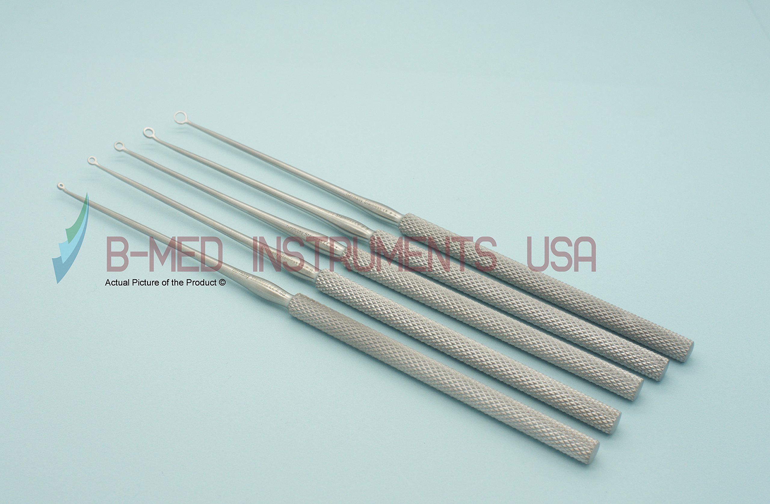 Set of 5 Buck Ear Curettes Blunt Curved # 00# 0# 1# 2# 3