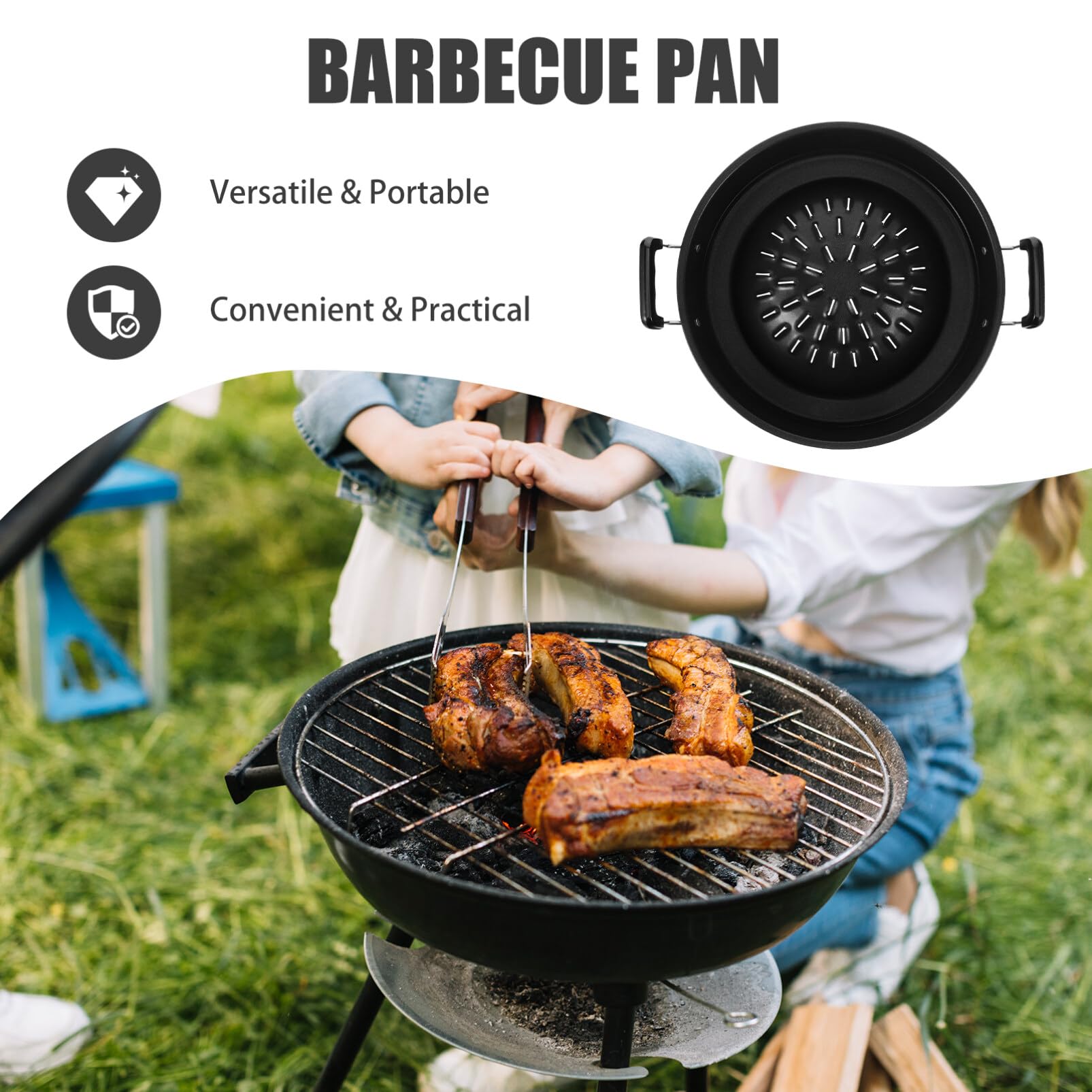 Ciieeo Korean BBQ Grill Pan Non-Stick Barbecue Pan Portable Thai Grilling Pan 30cm Stovetop Barbecue Tray Round Griddle Pan for Home Camping Picnics Restaurant Grilling
