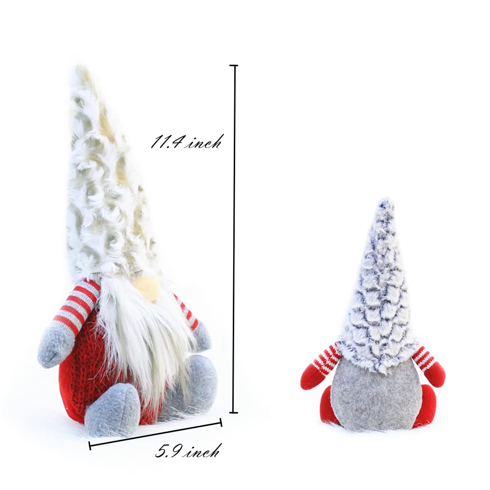 Beaulyn 2PCS Christmas Gnome Plush Doll Decoration - 11.4Inch Handmade Plush Swedish Tomte Doll Gift for Her - Cute Valentines Gnomes Home Decorations for Shelve