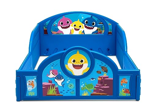 Baby Shark Plastic Sleep and Play Plastic Toddler Bed + Baby Shark Table and Chair Set by Delta Children (Bundle)