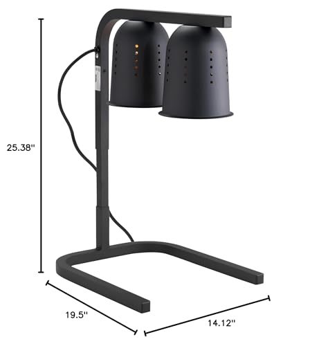 Kratos Bulb Warmer, Two Bulb Heat Lamp, Black, 120V, 500 Watts, Countertop Food Warmer for Restaurants (31M-004)
