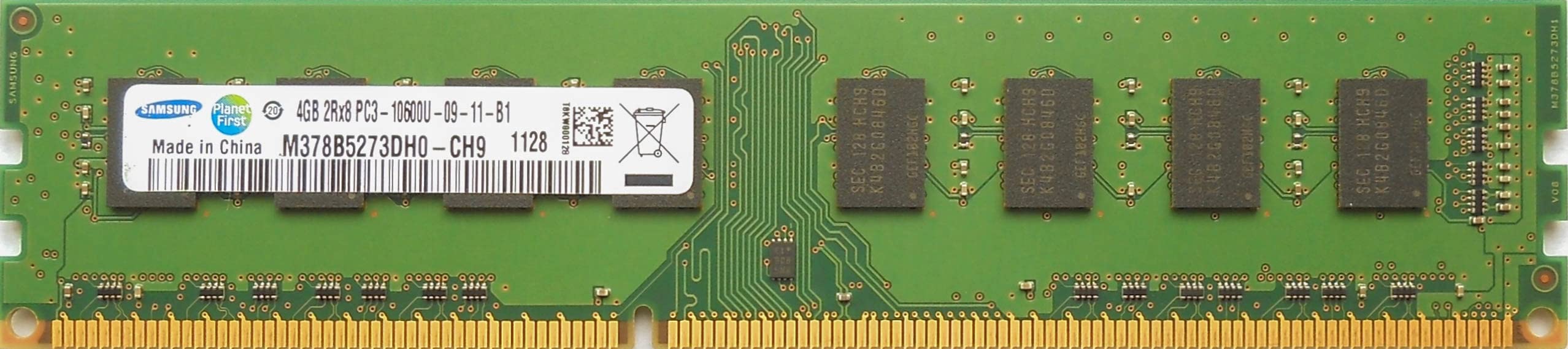 Samsung 4GB PC3-10600U DDR3 1333MHz DIMM 240 Pin Memory M378B5273DH0-CH9