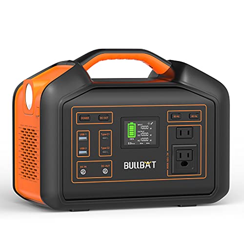BULLBAT Portable Power Station Pioneer 500, 504Wh Lithiu m Battery Powered Outlet with 500W AC, Solar Power Generators with MPPT, Backup Power Supply for Outdoor & Indoor