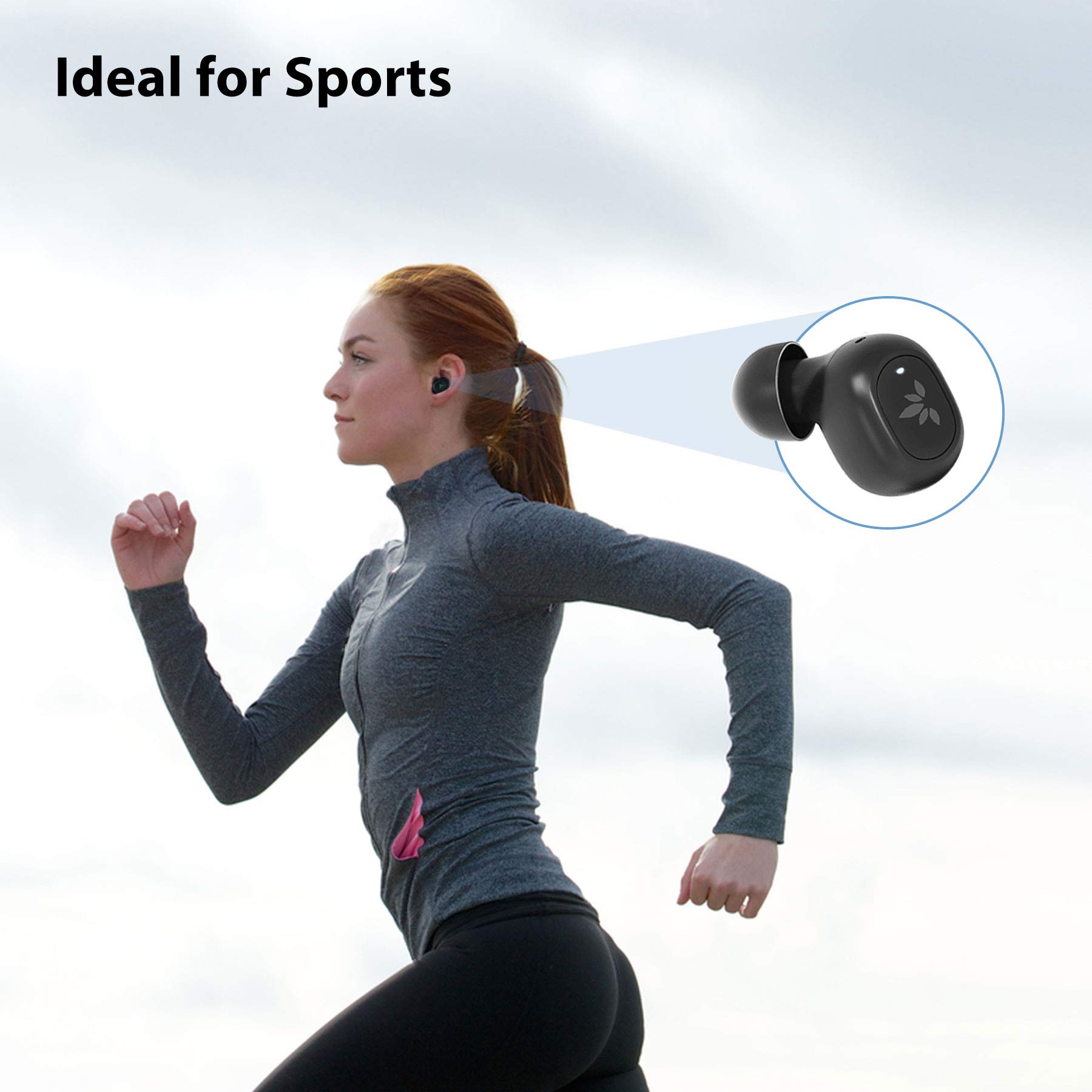 Avantree TW115 Tiny True Wireless Bluetooth 5.0 Earbuds Earphones for Small Ear Canals, with Noise Isolation & Mic, Secure Fit for Sport, 36H in Ear Headphones with Wireless Charging Case (Black)
