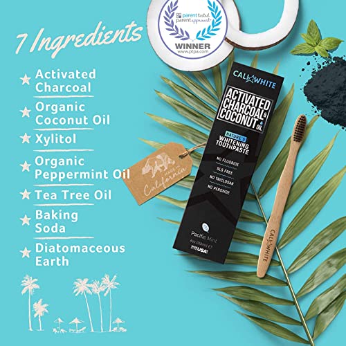 Cali White Vegan Teeth Whitening Pen, 35% Carbamide Peroxide Gel, Made in USA, Instant Natural Whitener, Convenient Brush for On The Go Use, Professional Results, Sensitive Smile Safe, Organic Mint