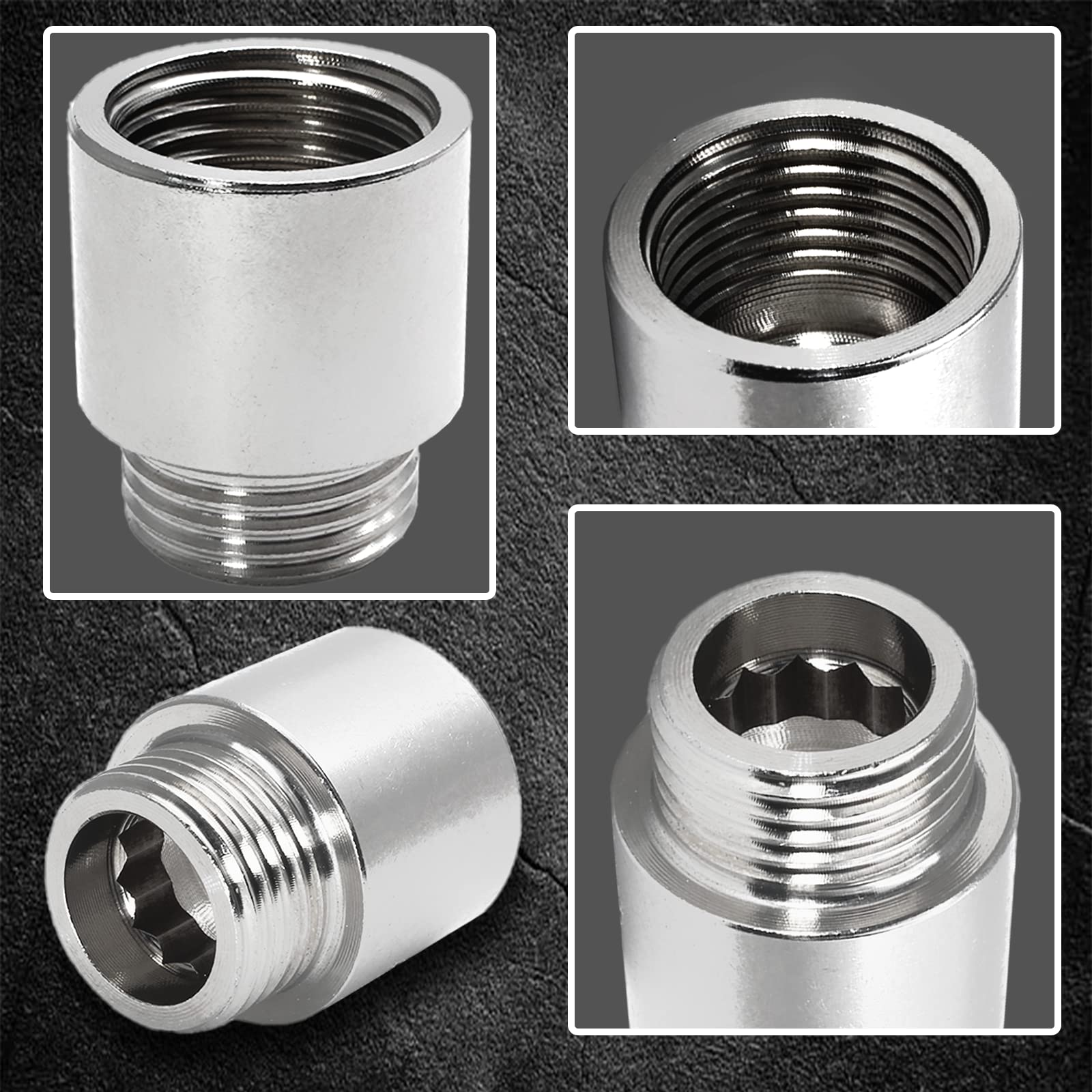 Suiwotin 2pcs 1/2PT Male to 1/2PT Female Thread Shower Head Extension Arm, Stainless Steel 20mm/0.78 Inch Arm Length Shower Head Cast Pipe Fitting Coupler