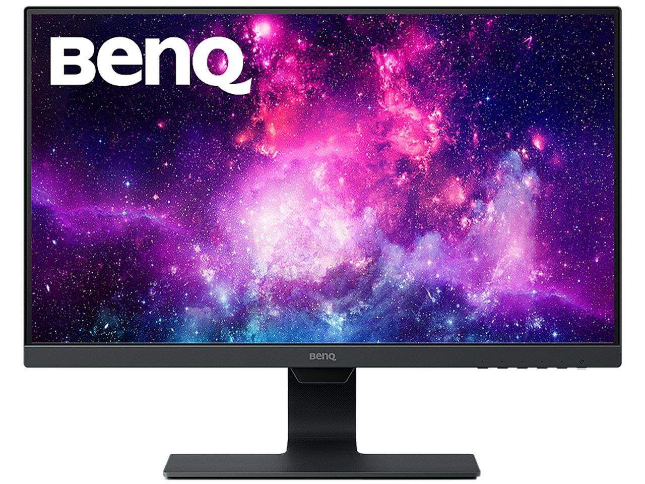 BenQ 24 Inch IPS Monitor | 1080P GW2480 with AmazonBasics Single Computer Monitor Stand β Height Adjustable Desk Arm Mount, Steel Bundle, Blue, 24-inch (IPS)