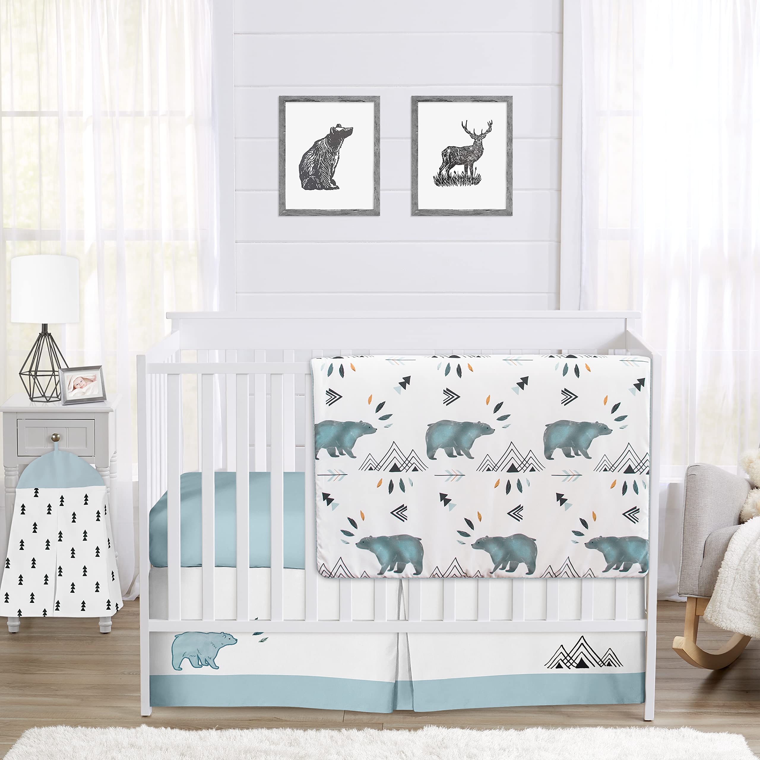 Sweet Jojo Designs Bear Mountain Watercolor Baby Boy Crib Bedding Set 4 pieces