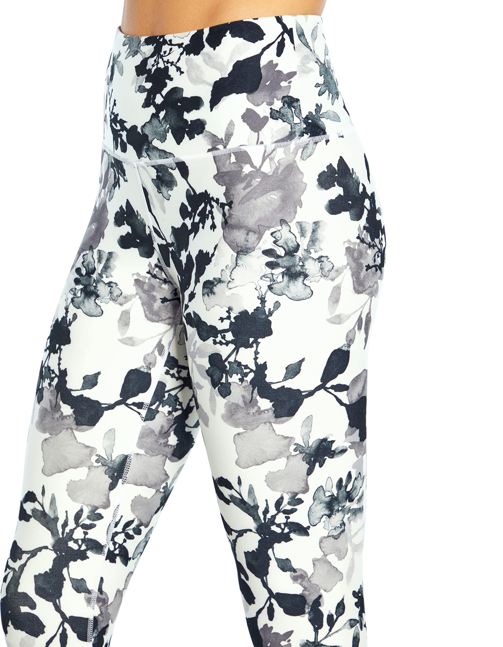 Balance Collection Womens Contender High Rise Capri Legging, Black Watercolor Garden, Small