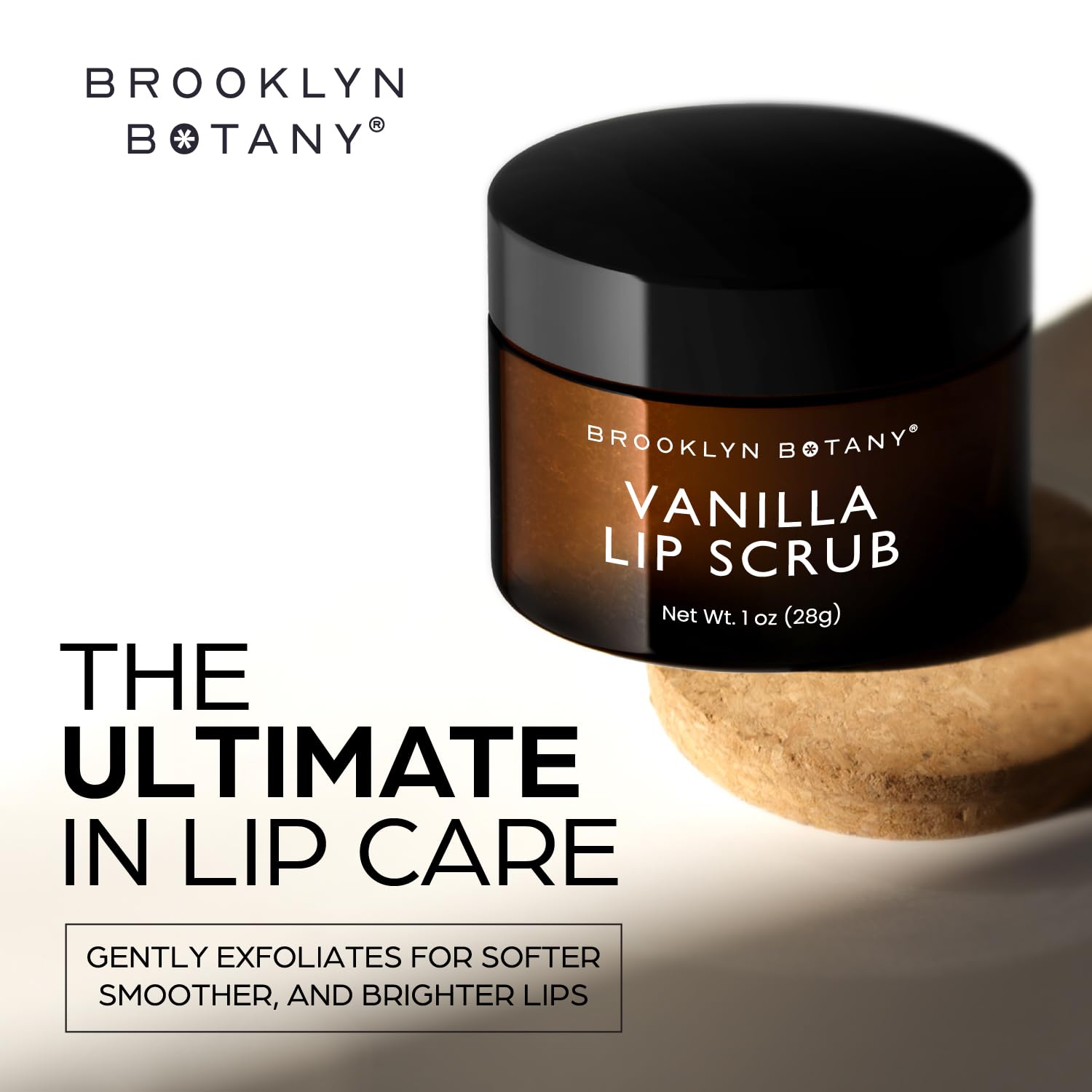 Brooklyn Botany Lip Scrub Exfoliator 1 oz β Lip Moisturizer for Dry Lips and Chapped Lips β Gentle Lip Exfoliator for Smooth and Brighter Lips β Vanilla Flavor