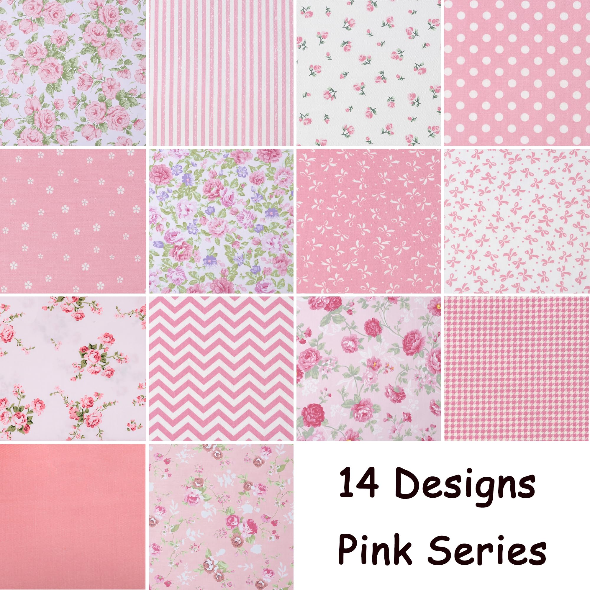 Nodsaw Pink Charm Packs for Quilting 5 inch - 5x5 Charm Squares Precut Quilting Fabric - 100% Cotton Fabric Squares for Sewing DIY Patchwork (42Pcs) 