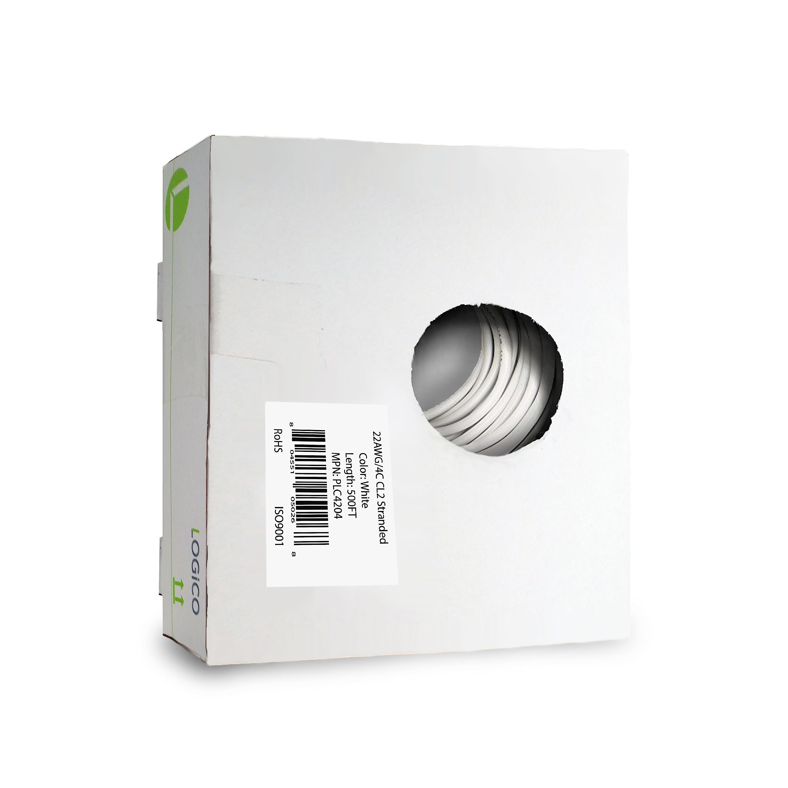 LOGICO Security Wire Burglar Alarm 22/4 Cable 500FT Stranded White 500' Speaker Cable