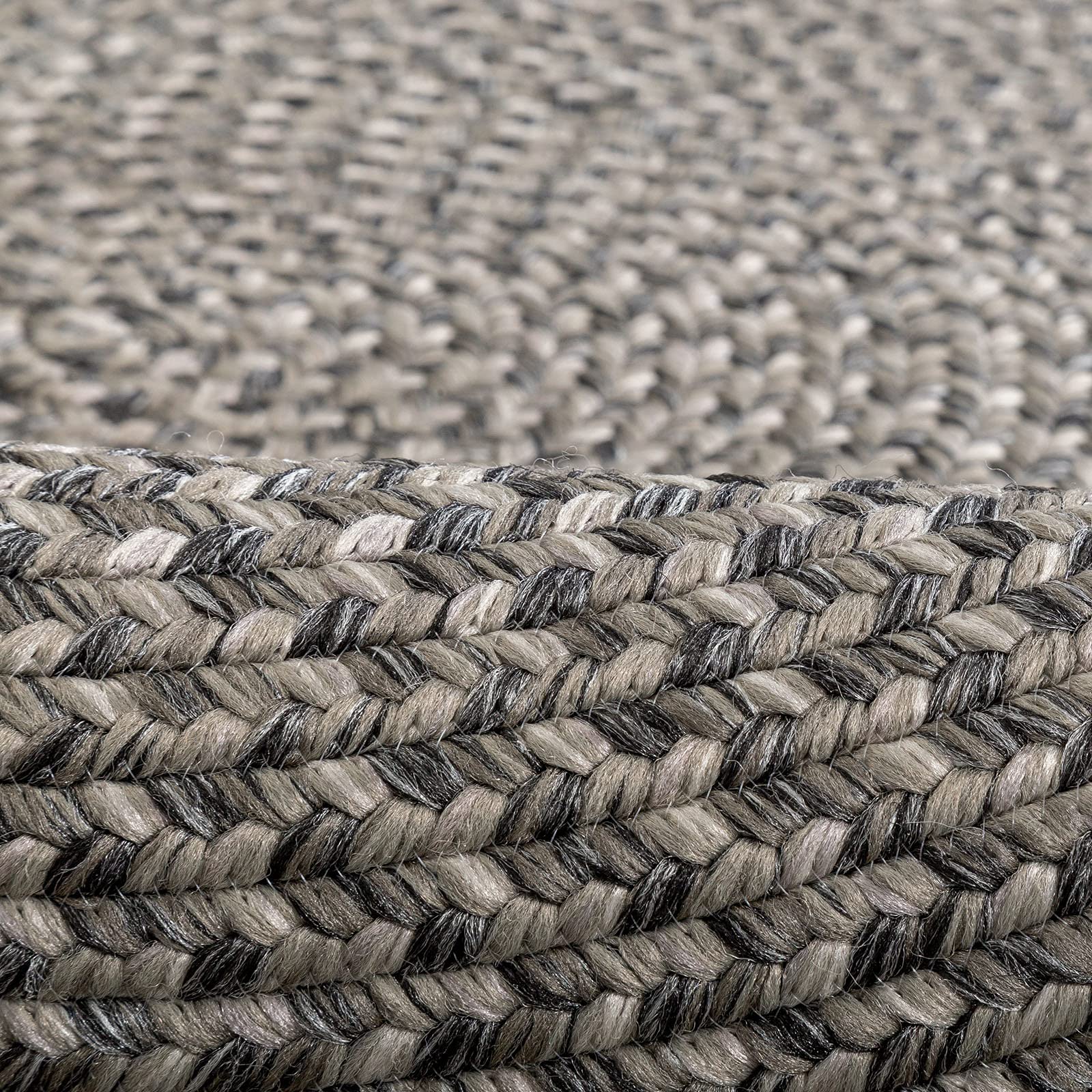 DECOMALL Azure Braided Round Indoor Outdoor Area Rugs, 6β Round Grey