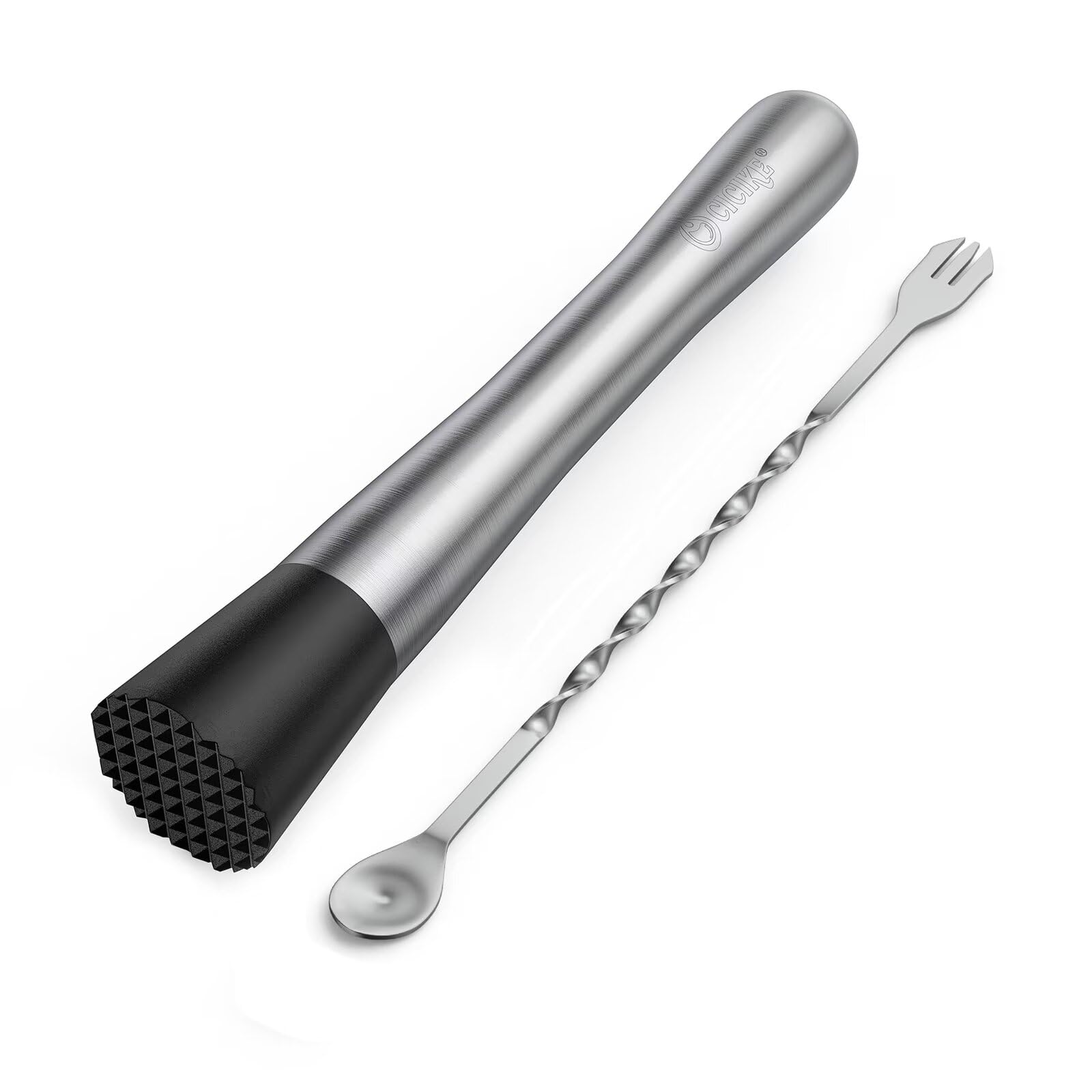 Cicike 8 Inches Stainless Steel Muddler and Mixing Spoon for Cocktails, Bar Tools and Accessories - Create Delicious Mojitos and Other Fruit Based Drinks