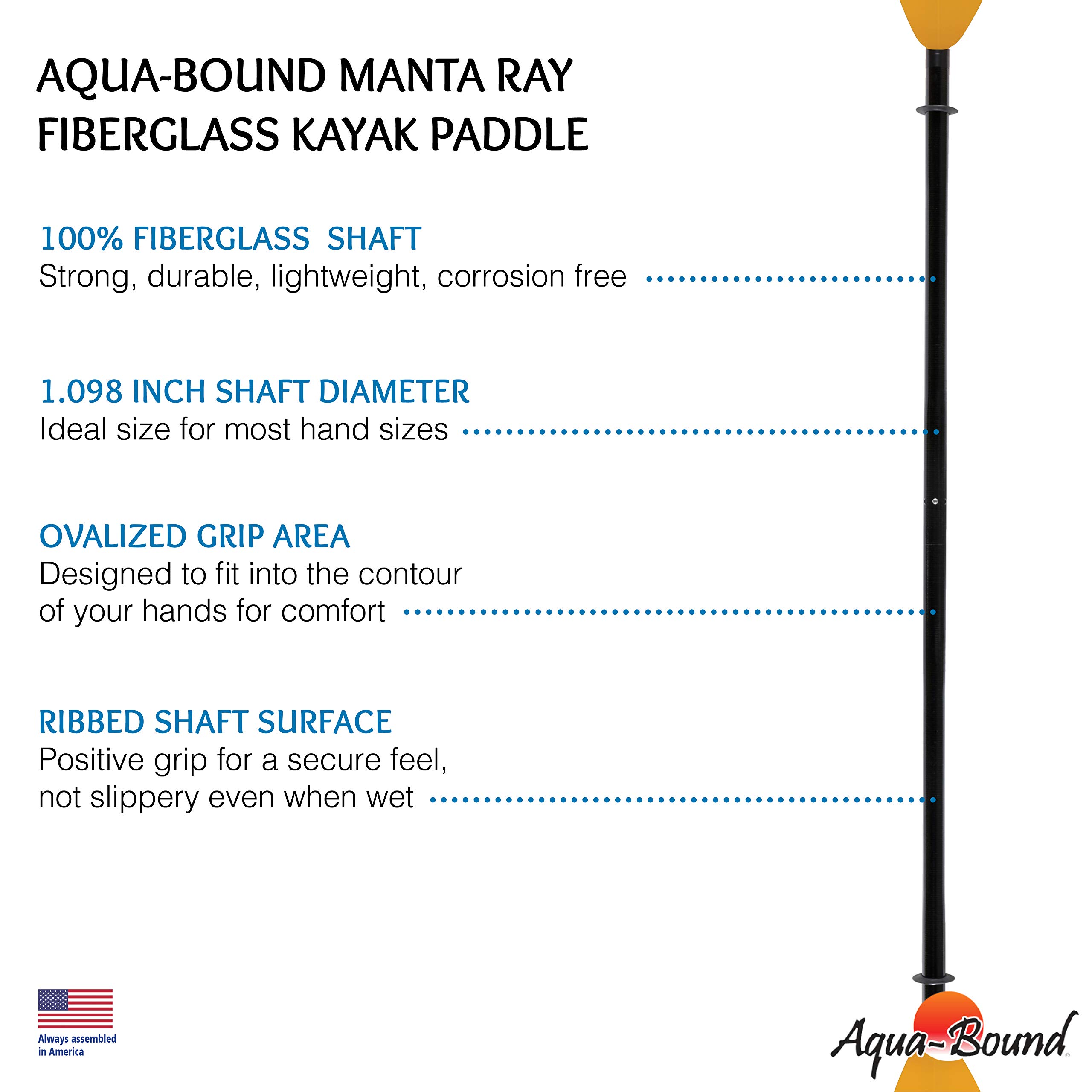 Aqua-Bound Manta Ray Fiberglass 2-Piece Snap-Button Kayak Paddle
