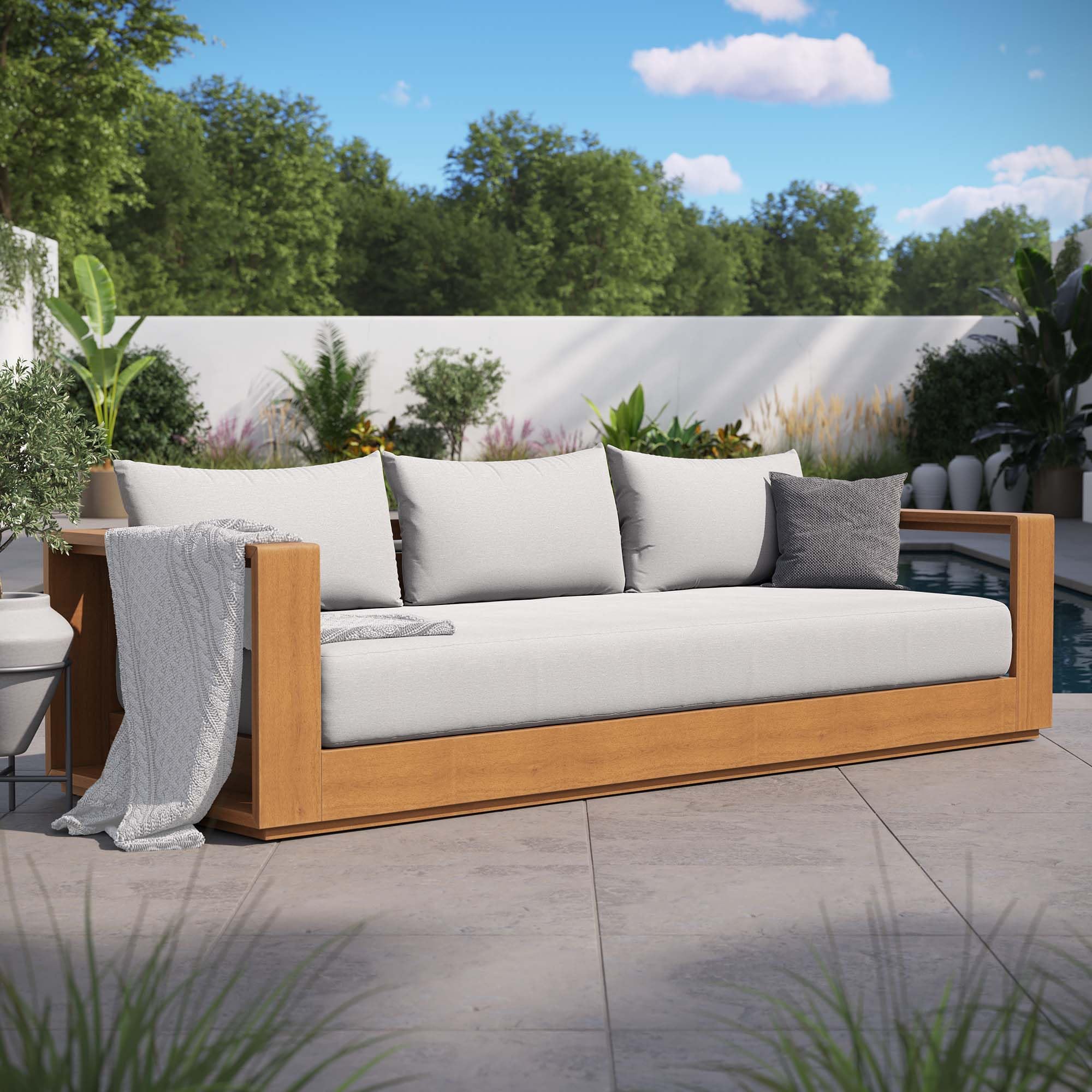 Modway Tahoe Sofas, Natural Light Gray