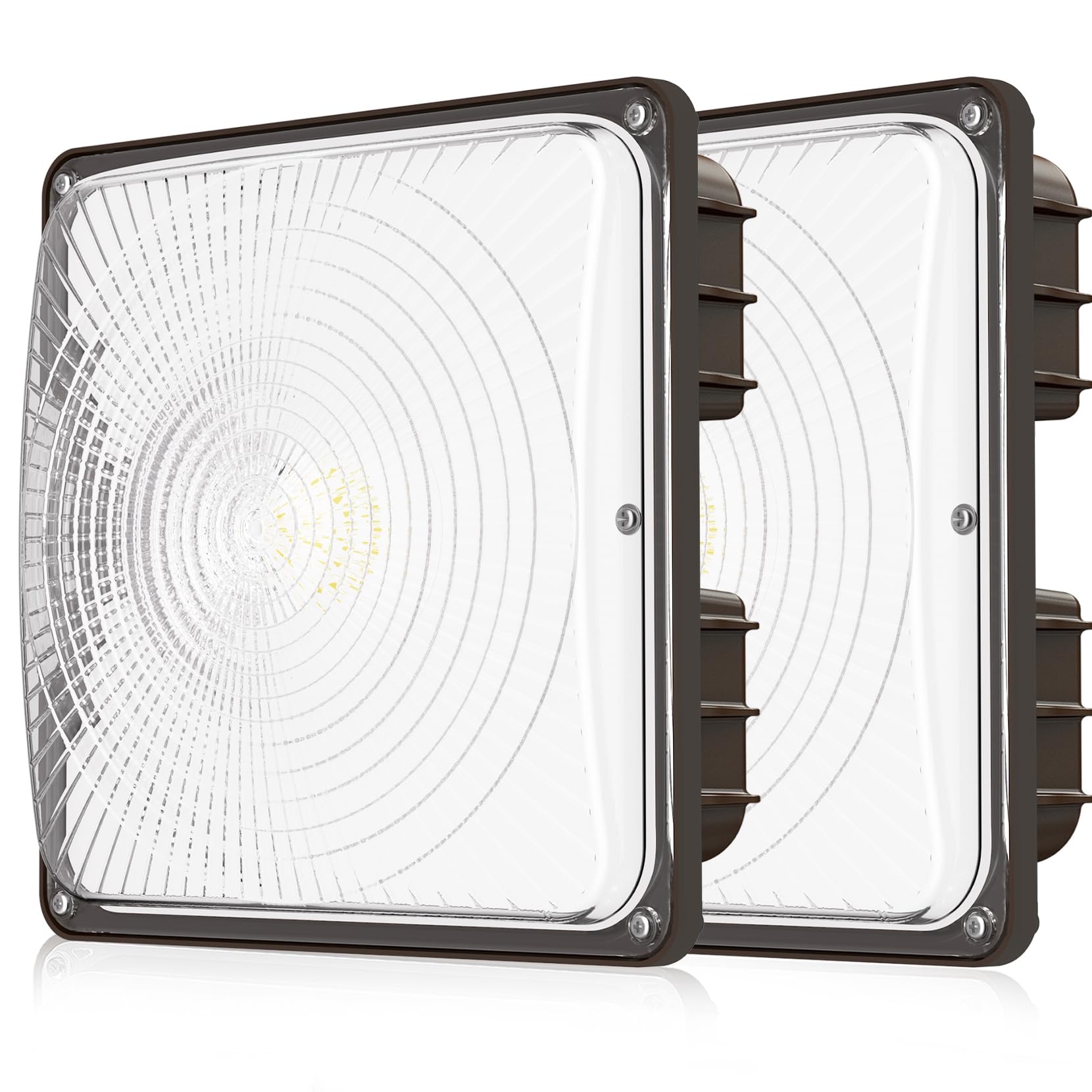 CINOTON 40W LED Canopy Lights UL Listed, 100-277V Commercial Canopy Lights Outdoor IP65 Waterproof, 5600LM for Gas Station Garage Warehouse Shop Carport Industrial, 9.5"x9.5" 5000K Daylight 2 Pack