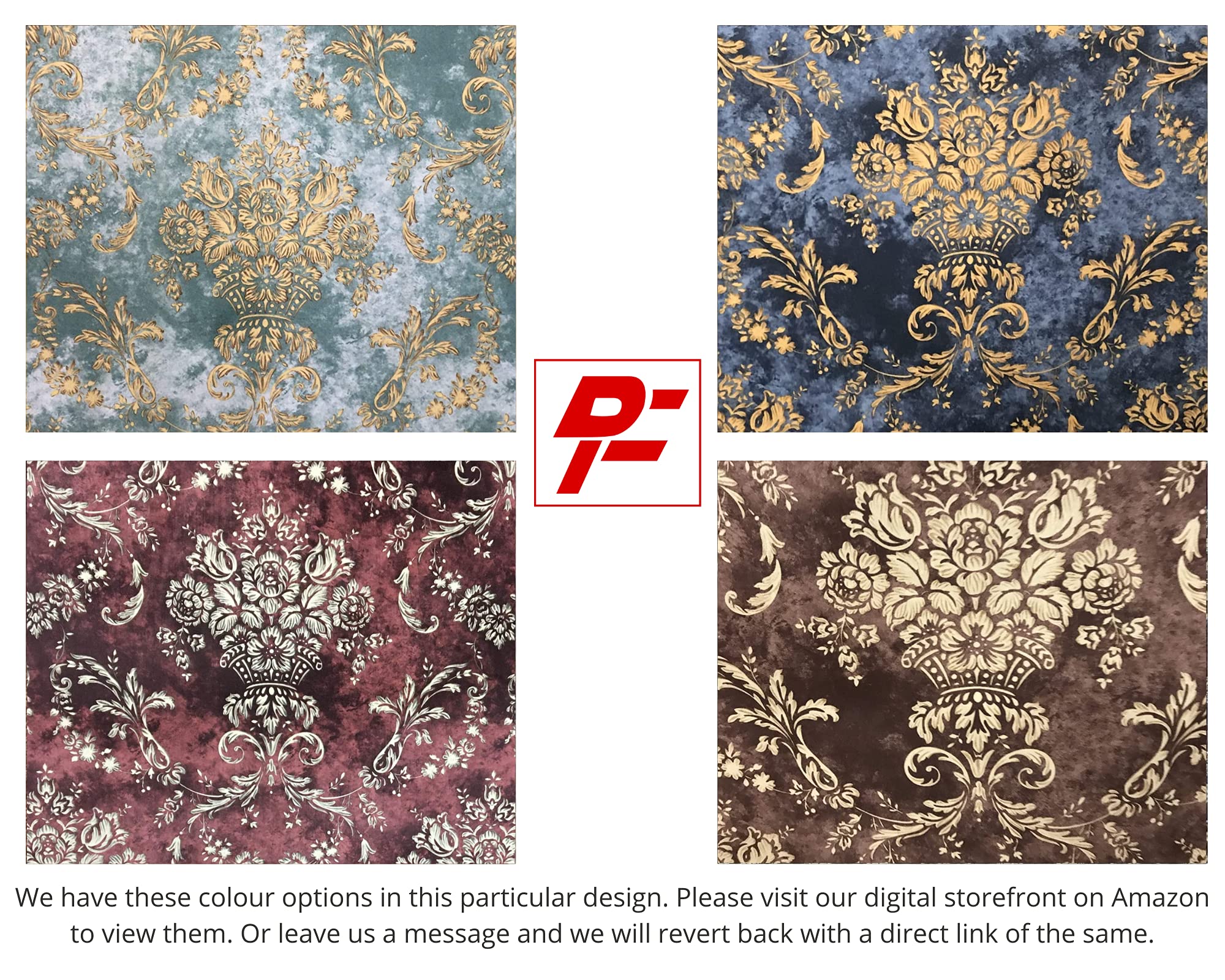 Decora Furnishings Damask Design Digitally Printed Velvet Finish Fabric for Upholstery, Chairs, Cushions, Window Treatments Crafts Rennaisance Rococo Victorian Style 54" Width By the Yard (Royal Blue)