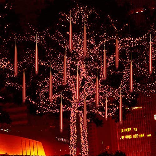 Meteor Shower Rain Light 50cm 8 Tubes 384 LED Waterproof Icicle Falling Snowfall Lights Snow Falling for Home Decor Wedding Garden, Red