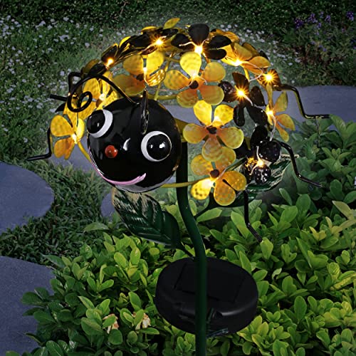 Exhart Solar Yellow Bumble Bee Garden Stake, 26 LEDs, Metal, Cute Garden Dรฉcor, 8.5"x7.5"x26.5"