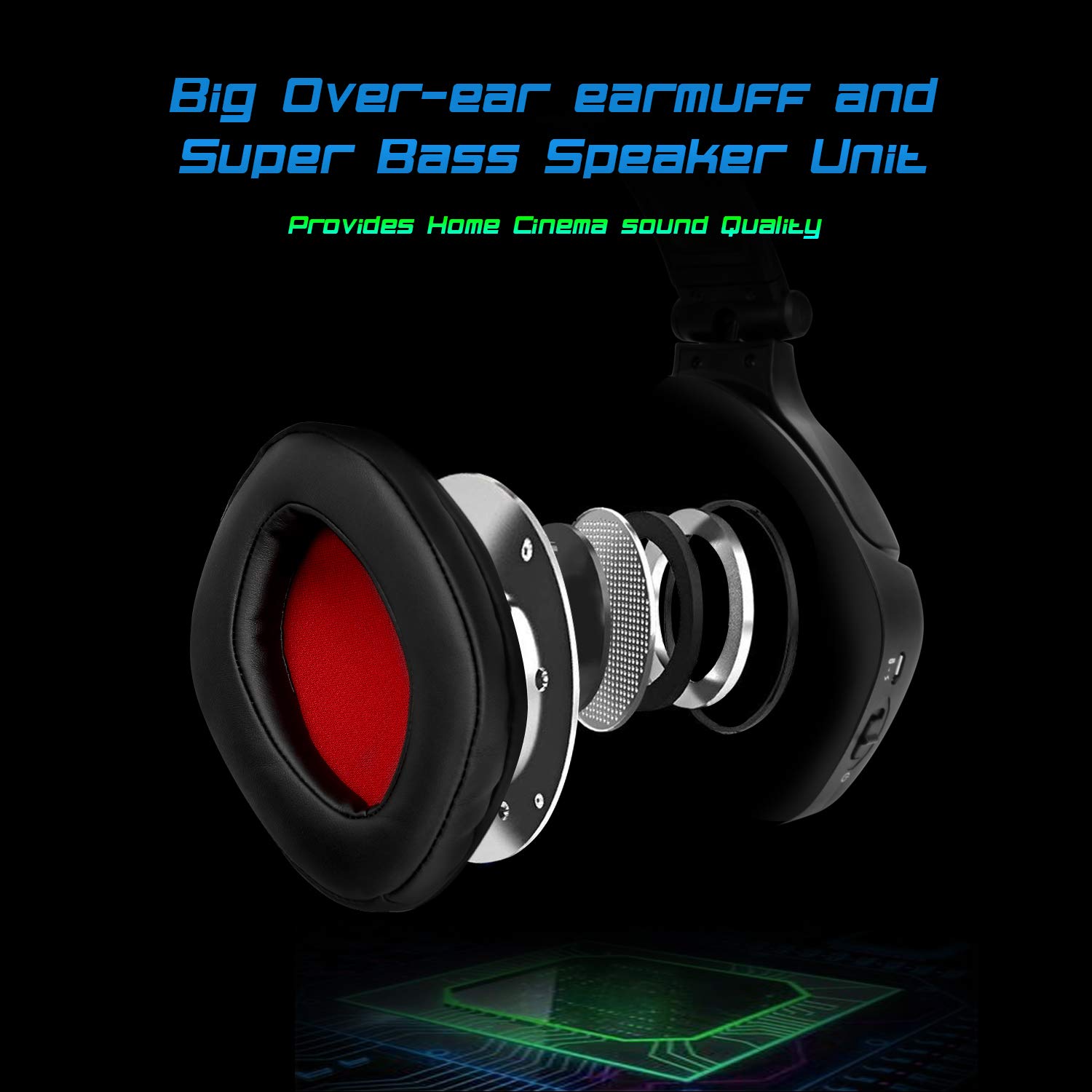 HUHD Wireless Gaming Headphones for Nintendo Switch, PS4, PS5, PC, Computer, USB Wireless Gaming Headset Headphones with Microphone Over Ear, Black