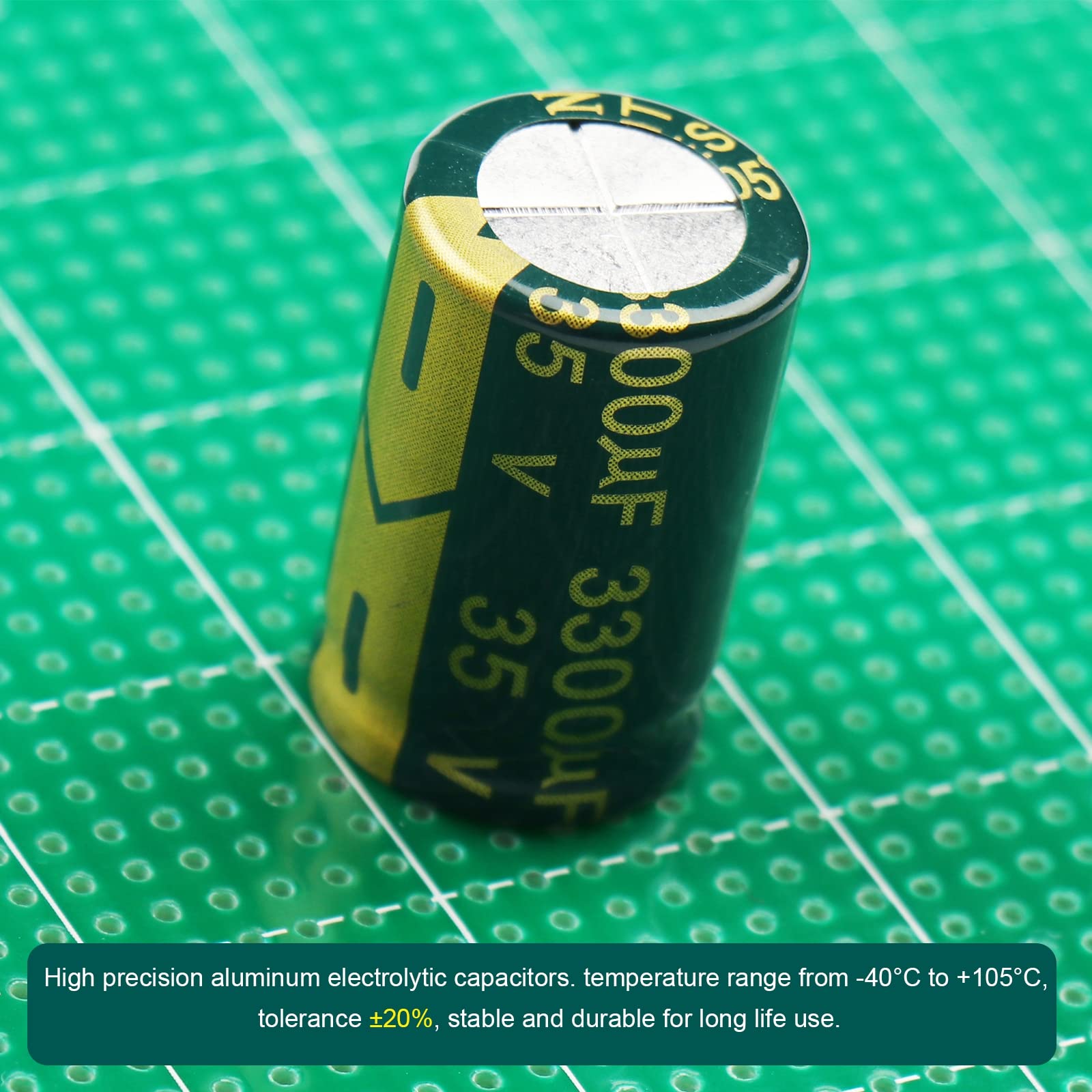 BEEYUIHF 3300UF MFD Capacitor 35V3300UF 16x25mm Aluminum Electrolytic Capacitors ±20% -40℃ to +105℃ (Pack of 5 Pcs)