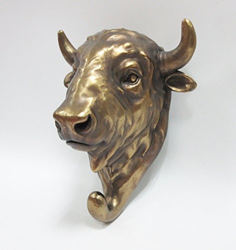 Pacific Giftware Wild Animal Head Single Wall Hook Hanger Animal Shape Rustic Faux Bronze Decorative Wall Sculpture (Bull)