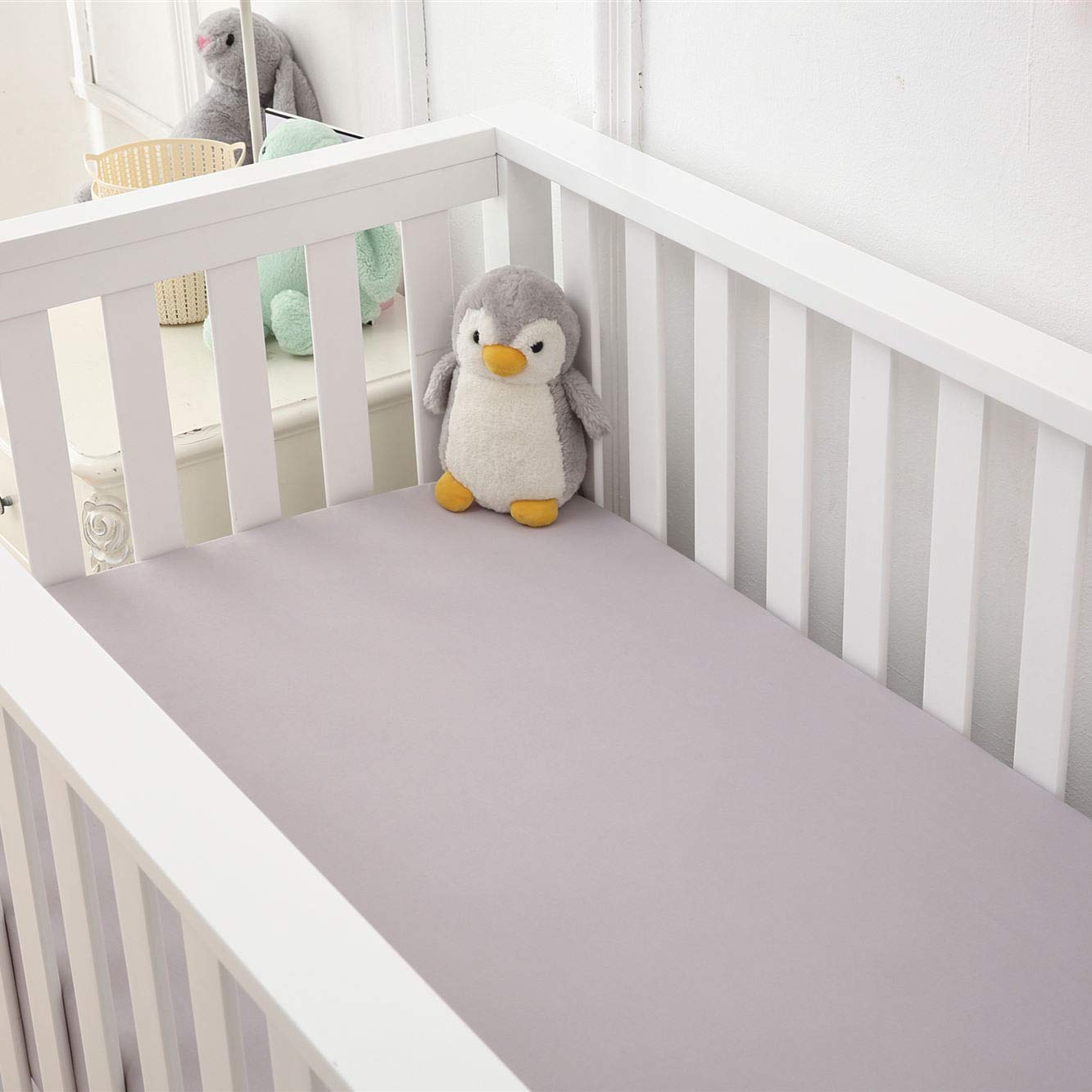Belsden 3 Pack Microfiber Durable Crib Sheets Fitted, Silky Soft Smooth Breathable Baby Sheets Set for Boys Girls, 28''x 52'' Fits Standard Crib and Toddler Mattresses, White + Gray + Lt Gray