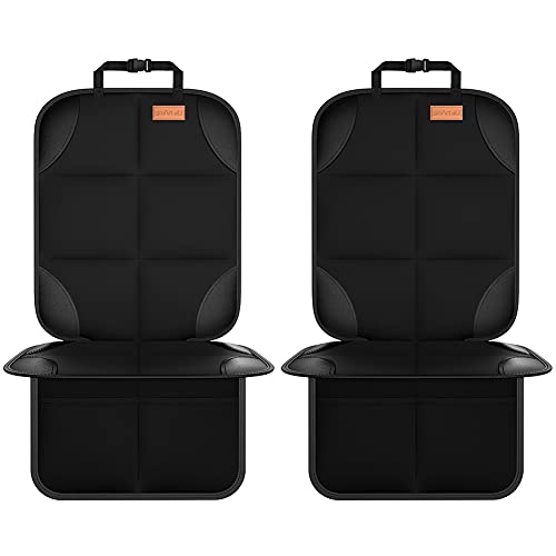 SMART ELF Car Seat Protector, 2Pack Seat Protector Protect Child Seats with Thickest Padding and Non-Slip Backing Mesh Pockets for Baby and Pet…