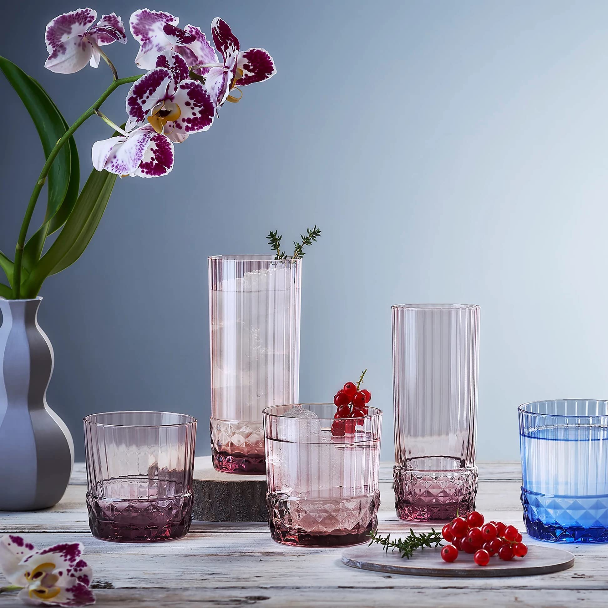 Bormioli Rocco America '20s 16.25 oz. Cooler Glasses, Lilac Rose, Set of 6