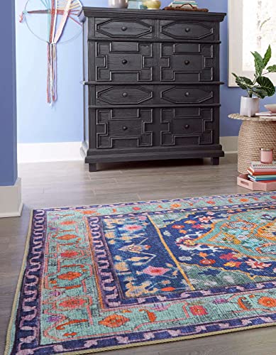 Rugs.com Timeless Collection Rug – 6' x 9' Blue Flatweave Rug Perfect for Bedrooms, Dining Rooms, Living Rooms