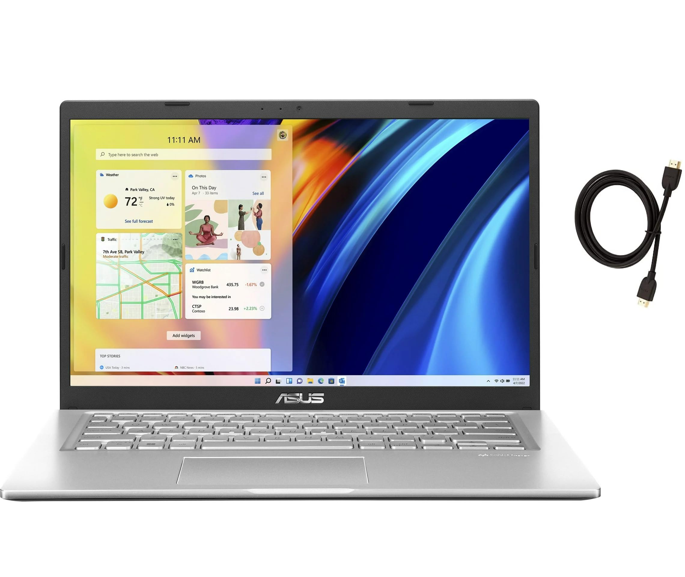 ASUS 2023 Vivobook X1400EA 14" HD Premium Laptop, 11th Gen Intel Core i3-1115G4 Upto 4.1GHz, 24GB RAM, 256GB PCIe SSD, Intel UHD Graphics 770, Windows 11 Home + HDMI Cable, Silver