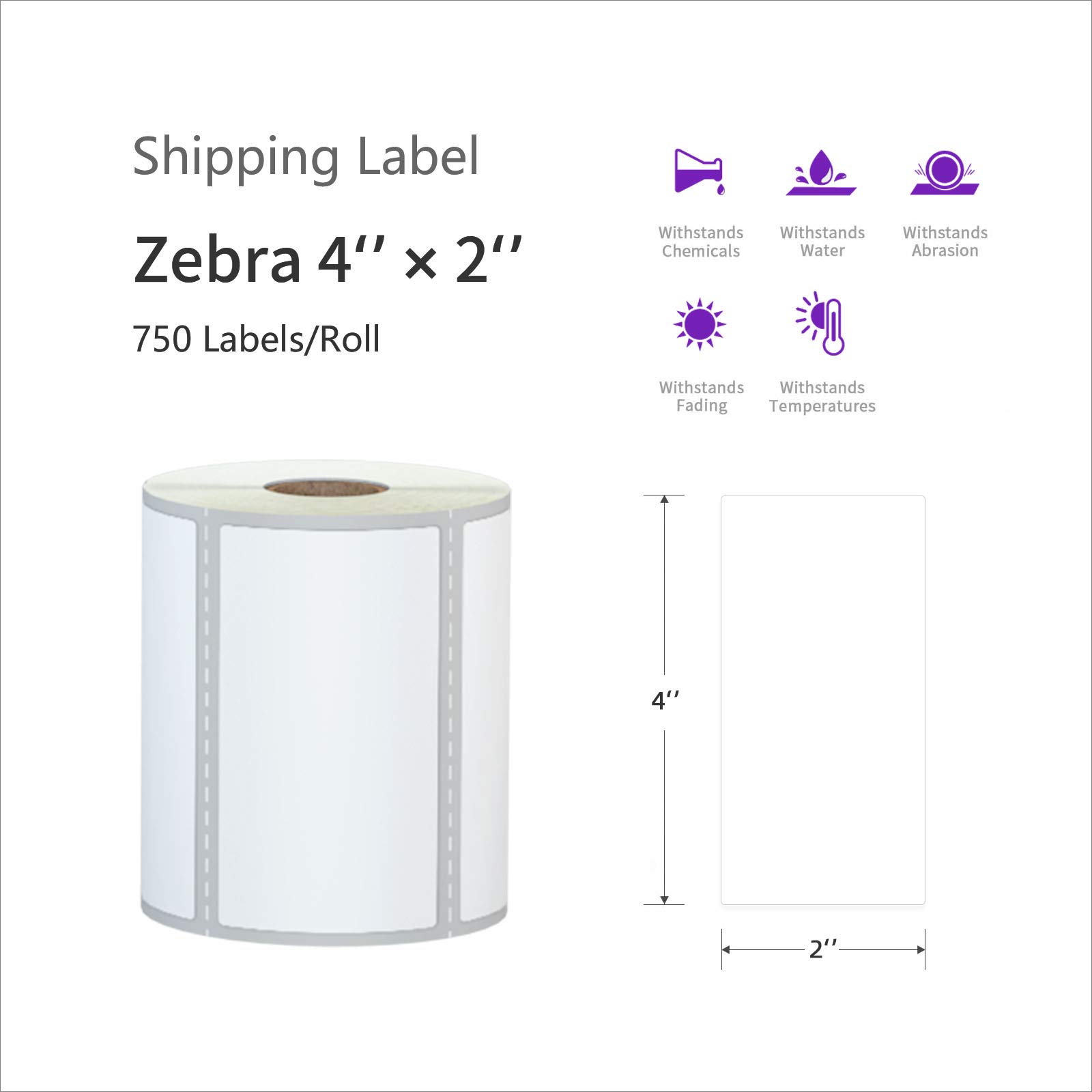 AveneMark 12 Rolls 4" x 2" Direct Thermal Labels for Barcodes Postage Address Shipping Labels Compatible with Rollo & Zebra Desktop Printers Adhesive - 750 Labels/Roll