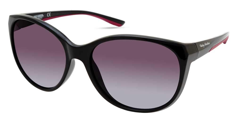 Harley-Davidson Women's Wayfarers Round Sunglasses, Black, 58-17-135