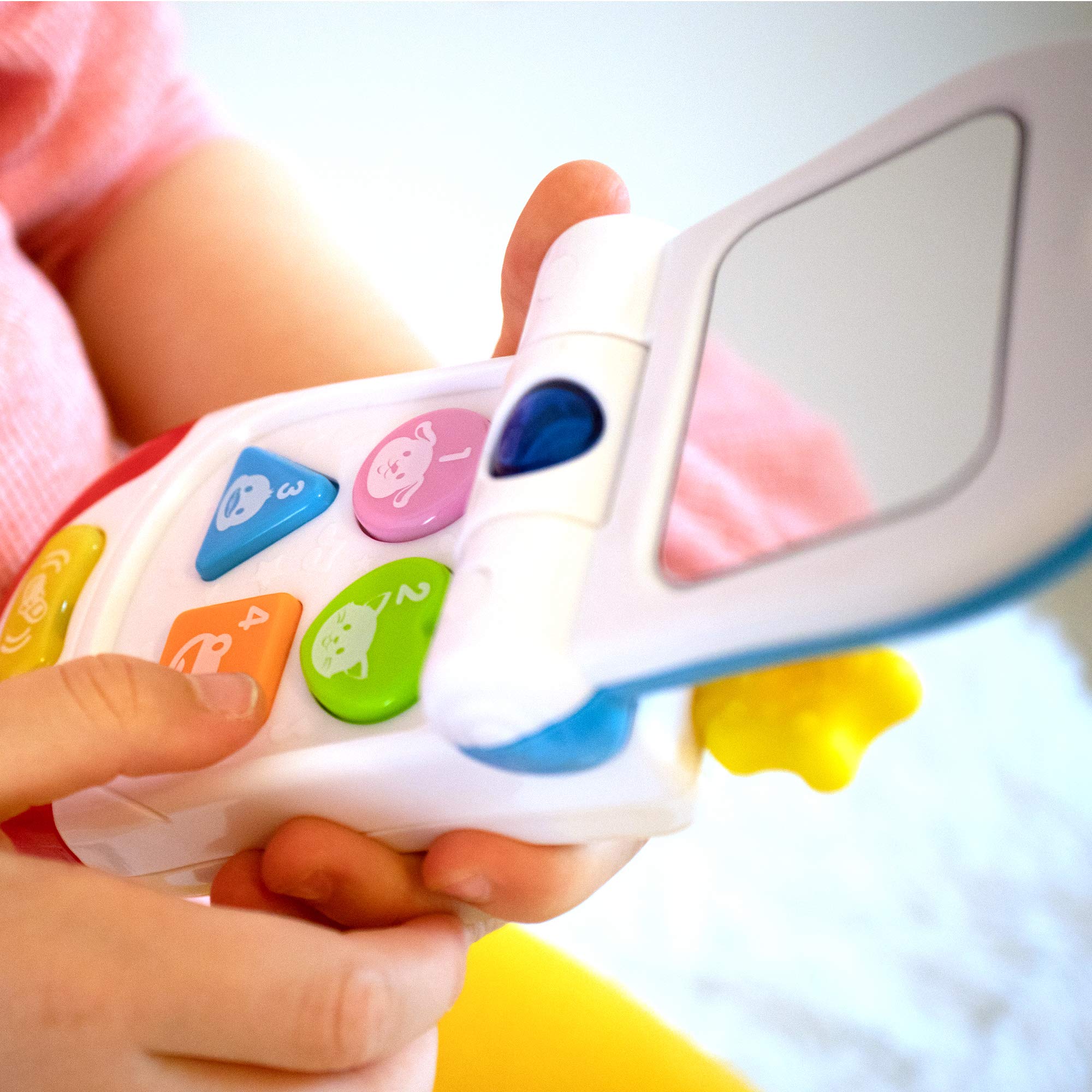 Baby Toy Flip Phone β 4 Interactive Sound and Music Buttons Plus Realistic Ringtone β Includes a Mirror and Fun Light Effects β Smartphone Toy for Babies 3+ Months β ASTM Certified