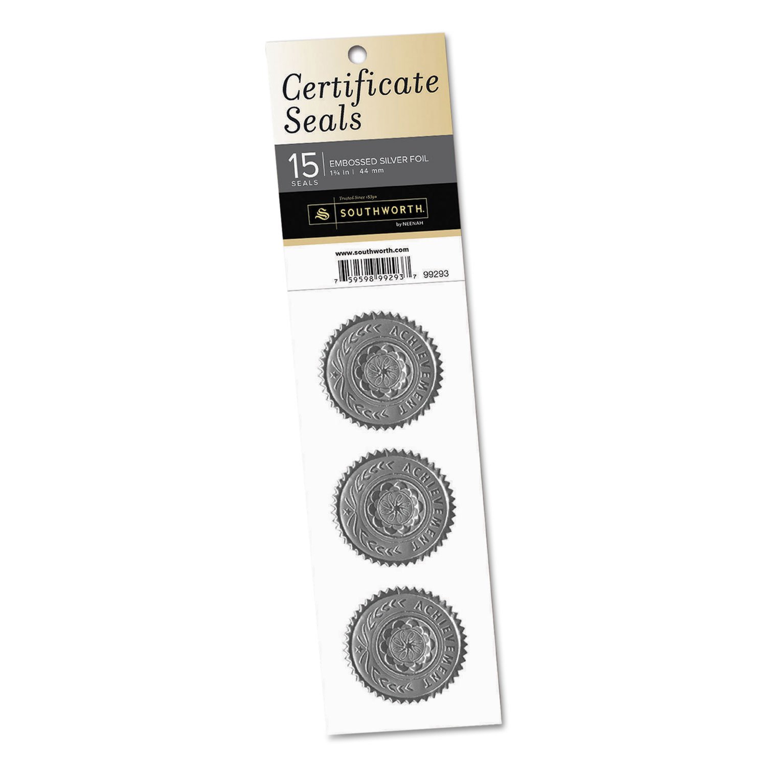 Silver Certificate Seals, "achievement", 1 3/4" Dia, 15/pack