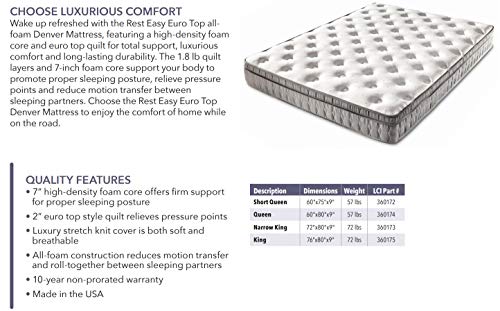 Denver Mattress RV Rest Easy Euro Top Narrow King
