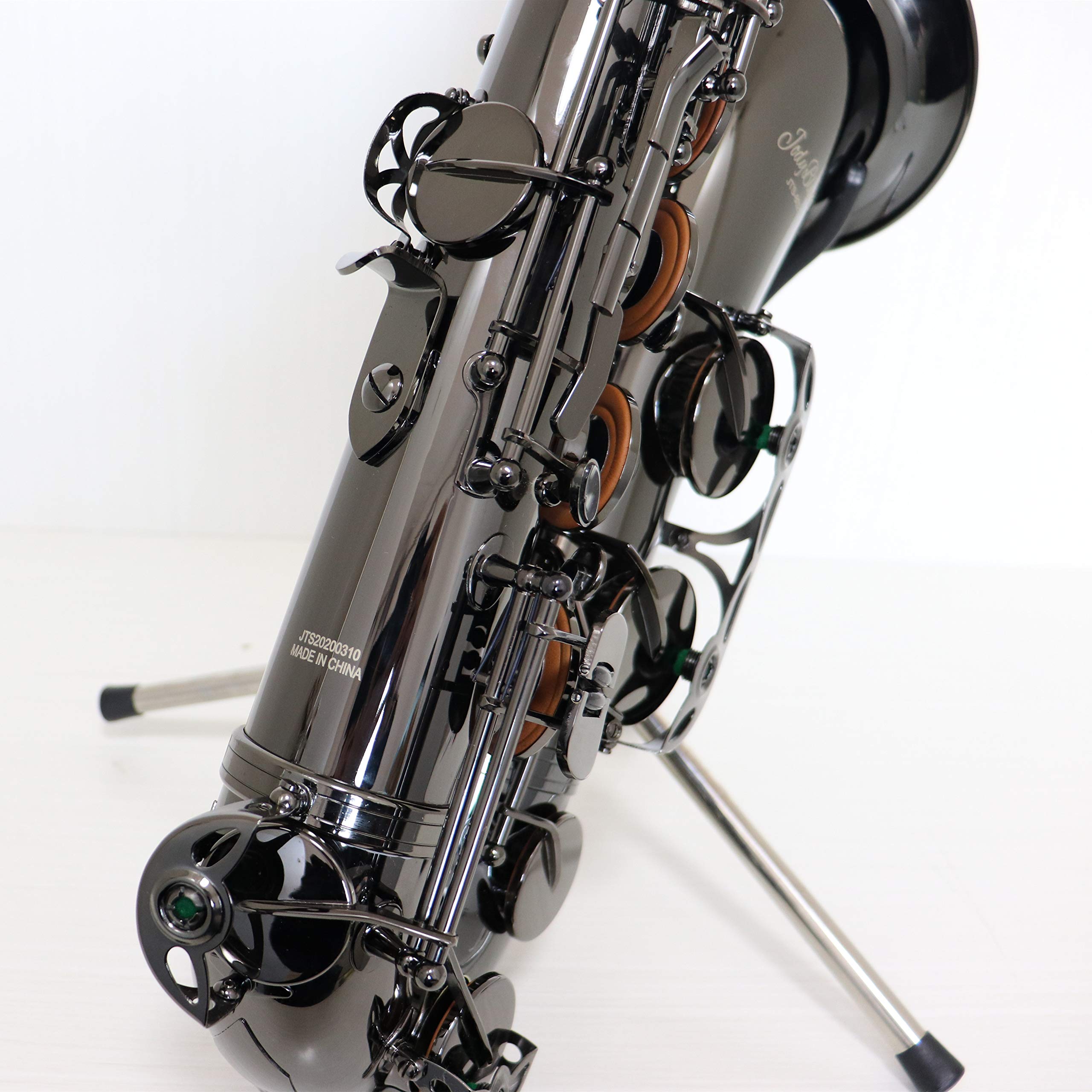 JodyBlues JTS-802 Tenor Saxophone Bb Professional Black lacquered Tenor Sax with Cleaning Cloth,Gloves, Carrying Case, Mouthpiece, Neck Straps,Reeds