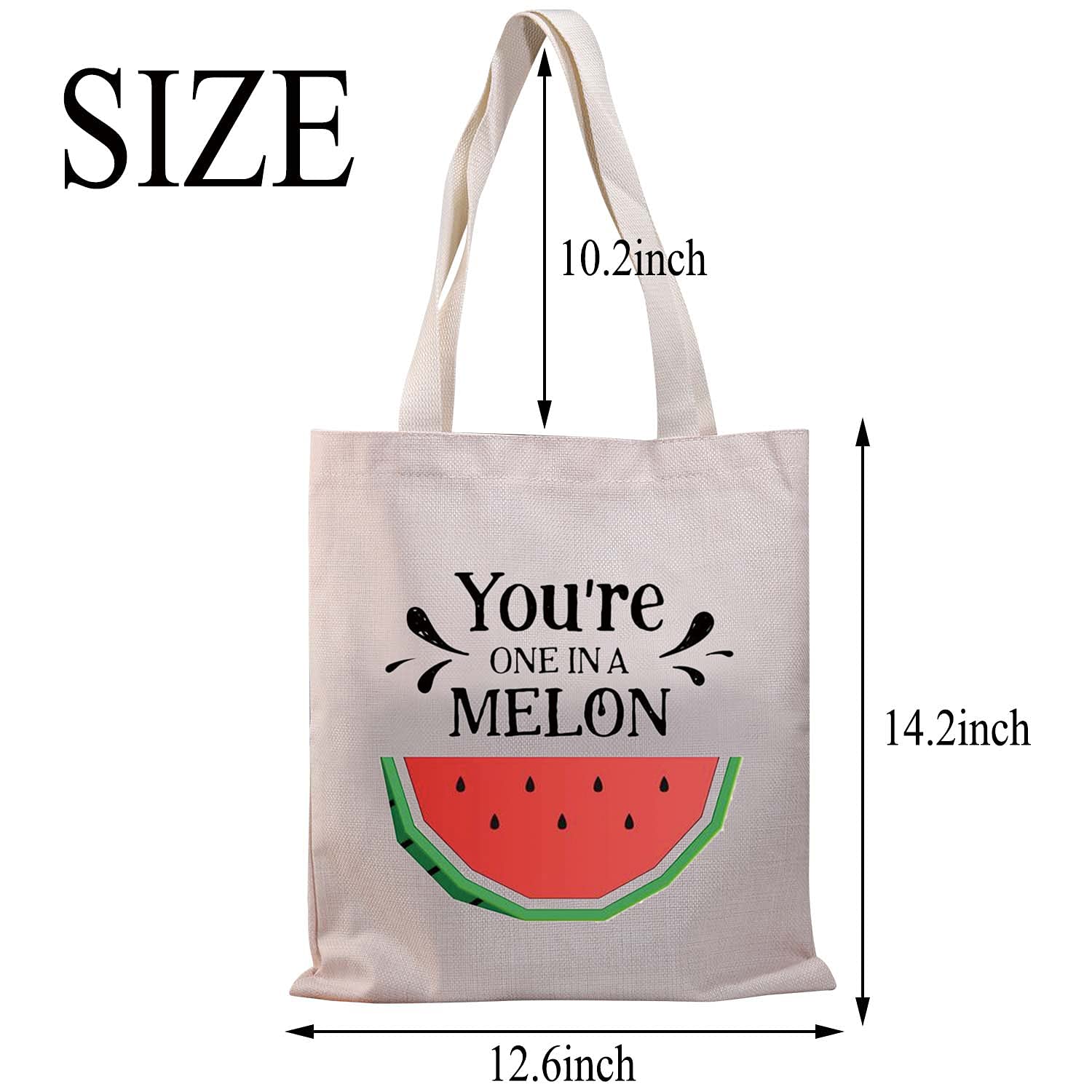 BDPWSS Watermelon Party Tote Bag You're One In a Melon Gift Food Pun Reusable Grocery Bag (One in melon TG 2)