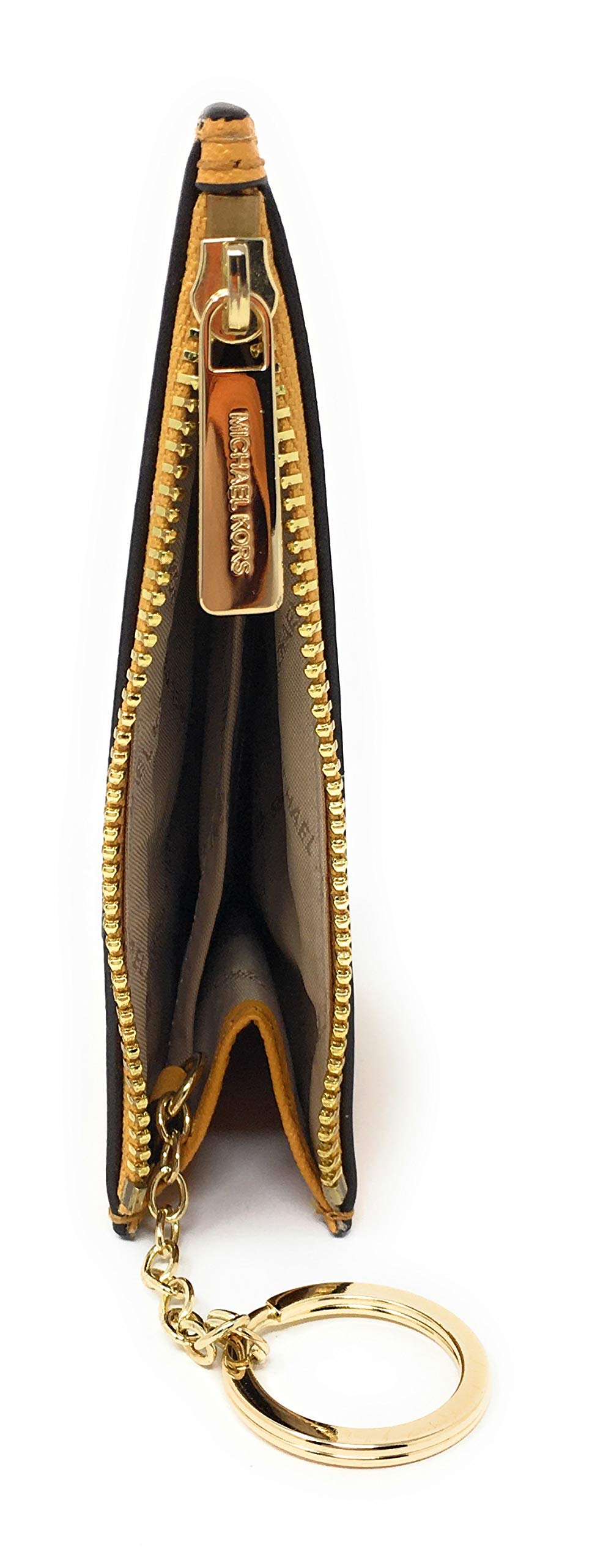 Michael Kors Jet Set Travel Small Top Zip Coin Pouch with ID Holder in Saffiano Leather (Marigold)